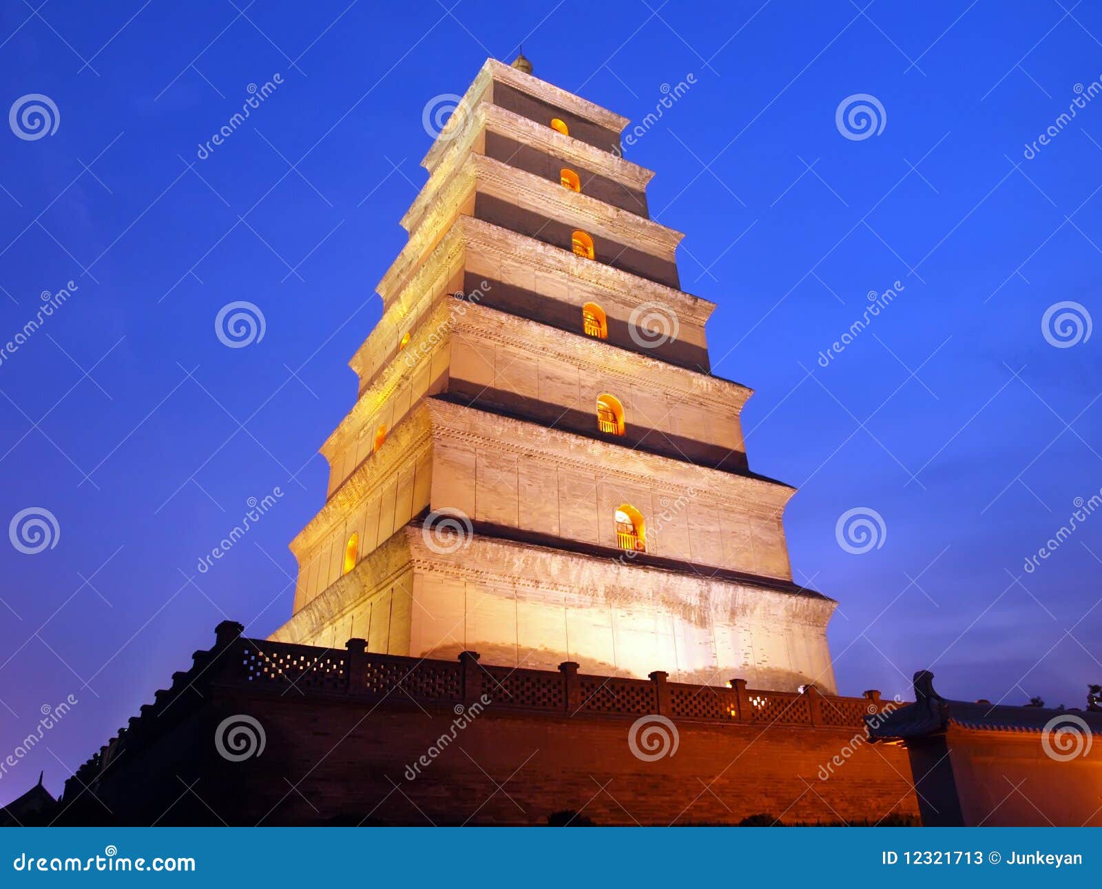 Xian Big Wild Goose Pagoda stock image. Image of steeple - 12321713