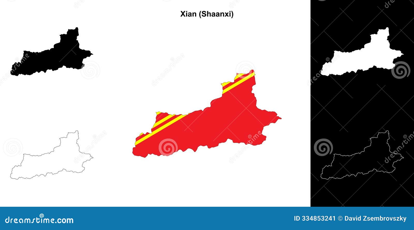 Xian Outline Map Cartoon Vector | CartoonDealer.com #334853241
