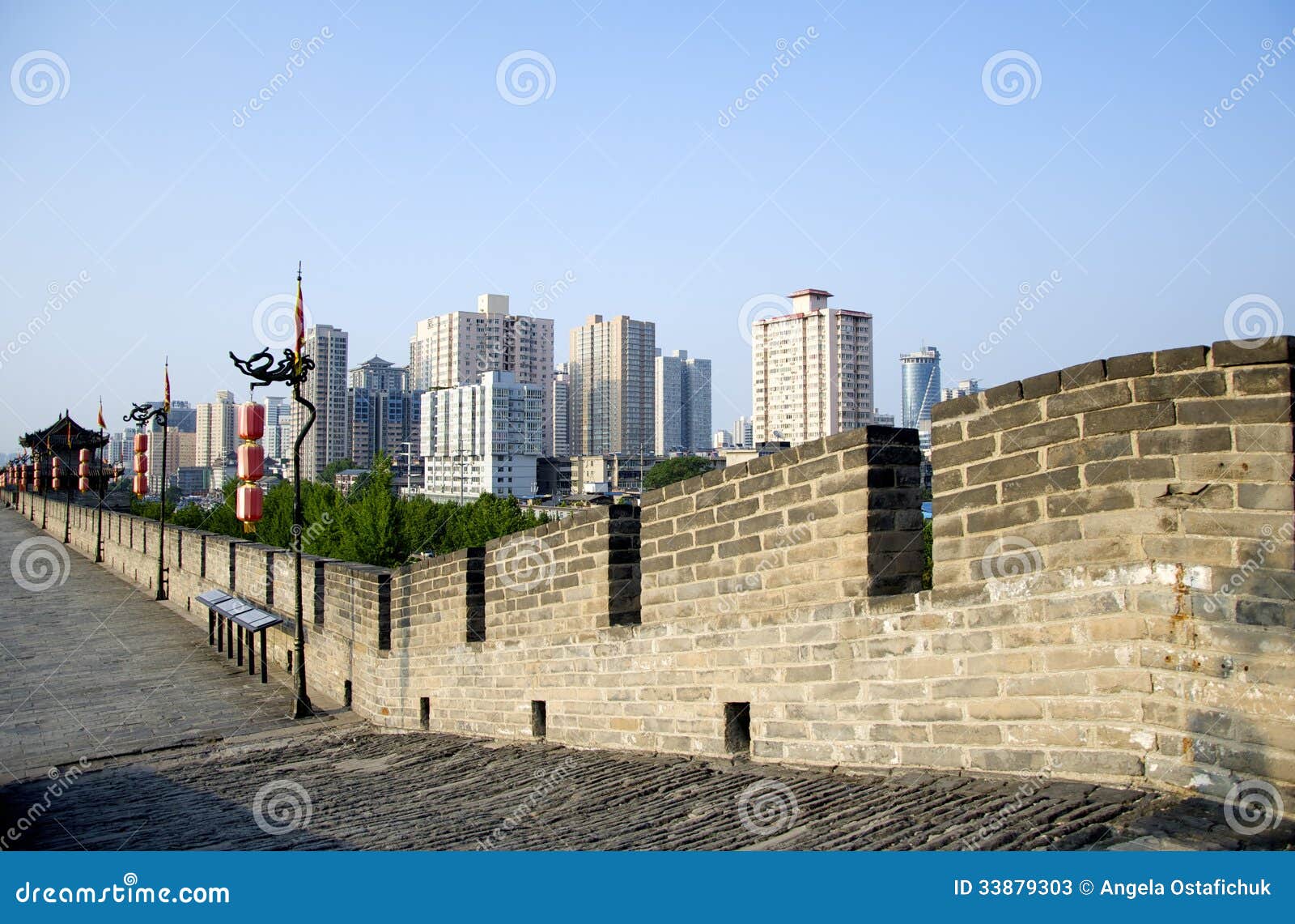 Xian City Wall editorial stock photo. Image of xian, asia - 33879303