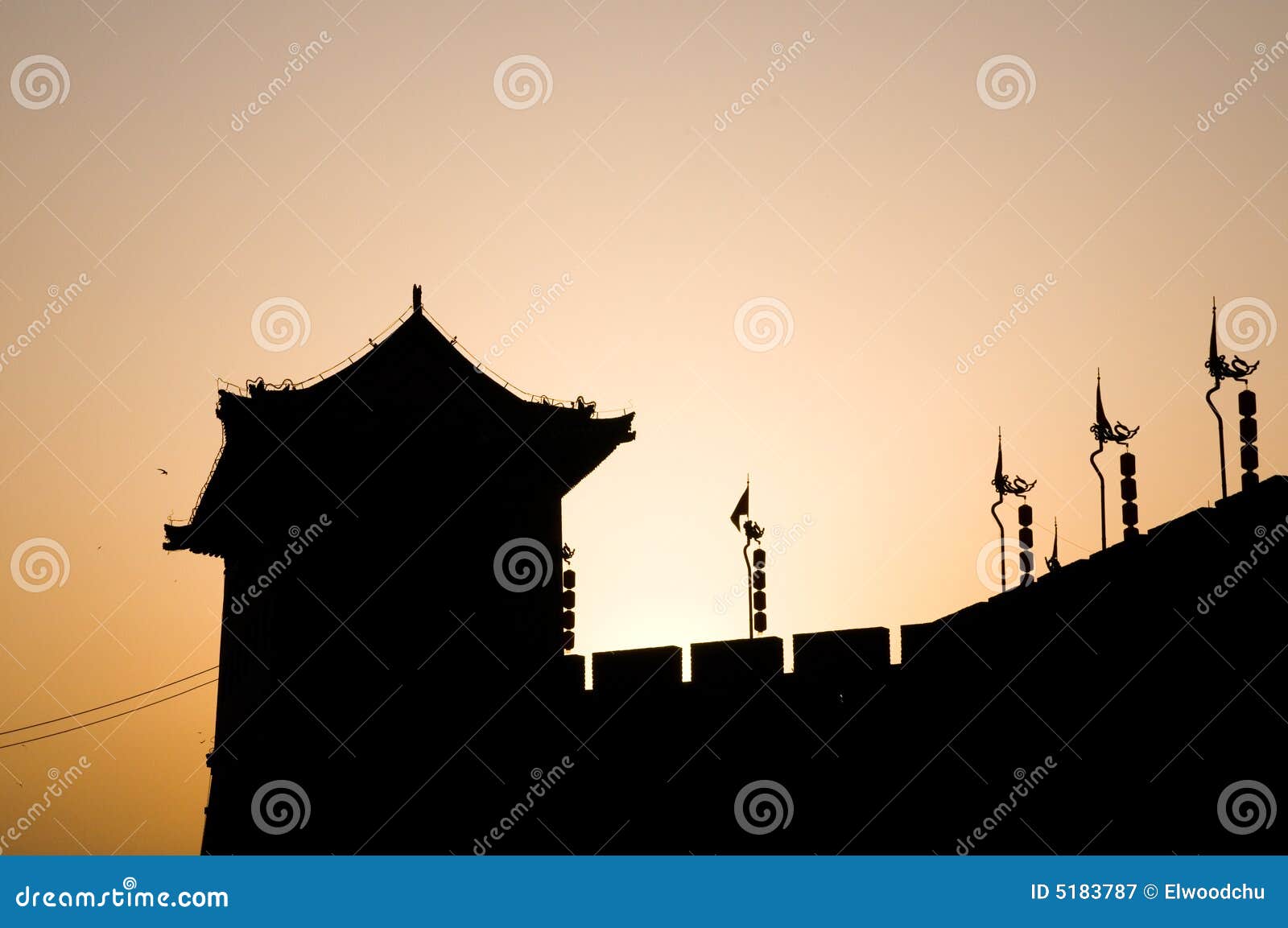 Xian City Wall stock image. Image of tower, wall, sunset - 5183787