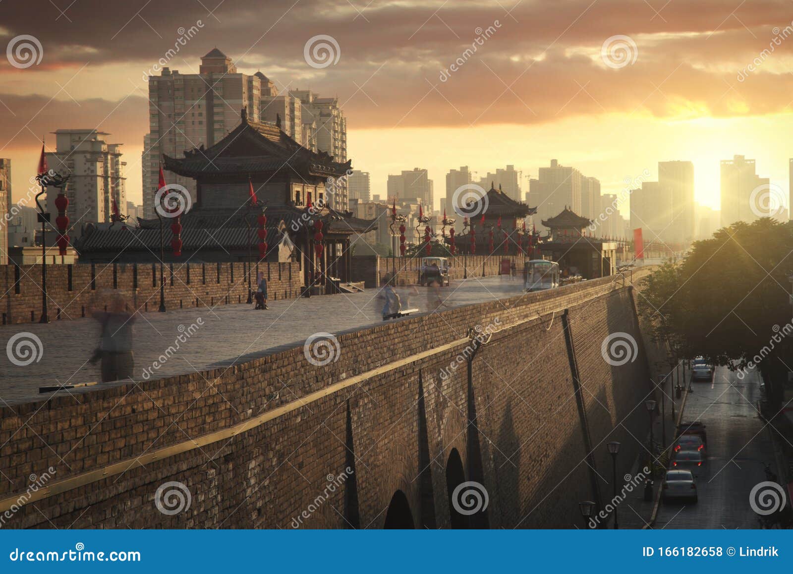 Xian city wall stock photo. Image of landmark, brick - 166182658