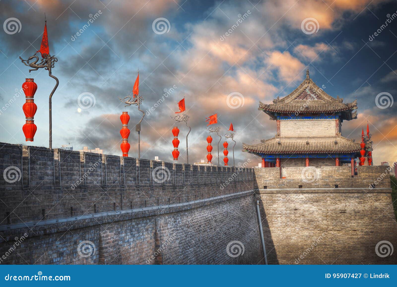 Xian Wall stock image. Image of architecture, beautiful - 95907427