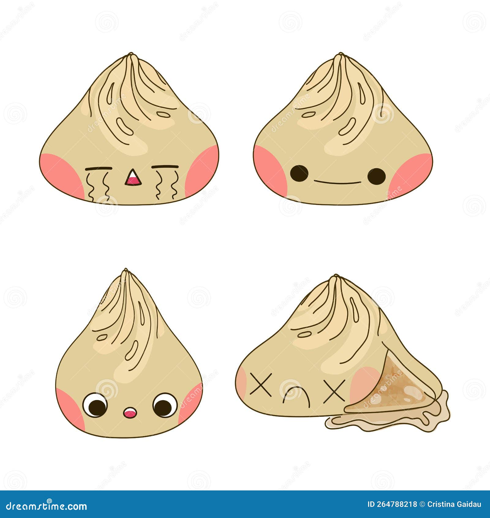 Xiao Long Bao Set Of Dumpling Characters Vector Illustration Stock Vector Illustration Of