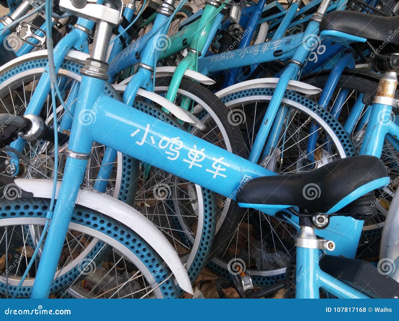 Shenzhen, China: Shared Bicycles Stacked on the Sidewalk Editorial ... Shenzhen, China: Shared Bicycles Stacked on the Sidewalk Editorial ...
