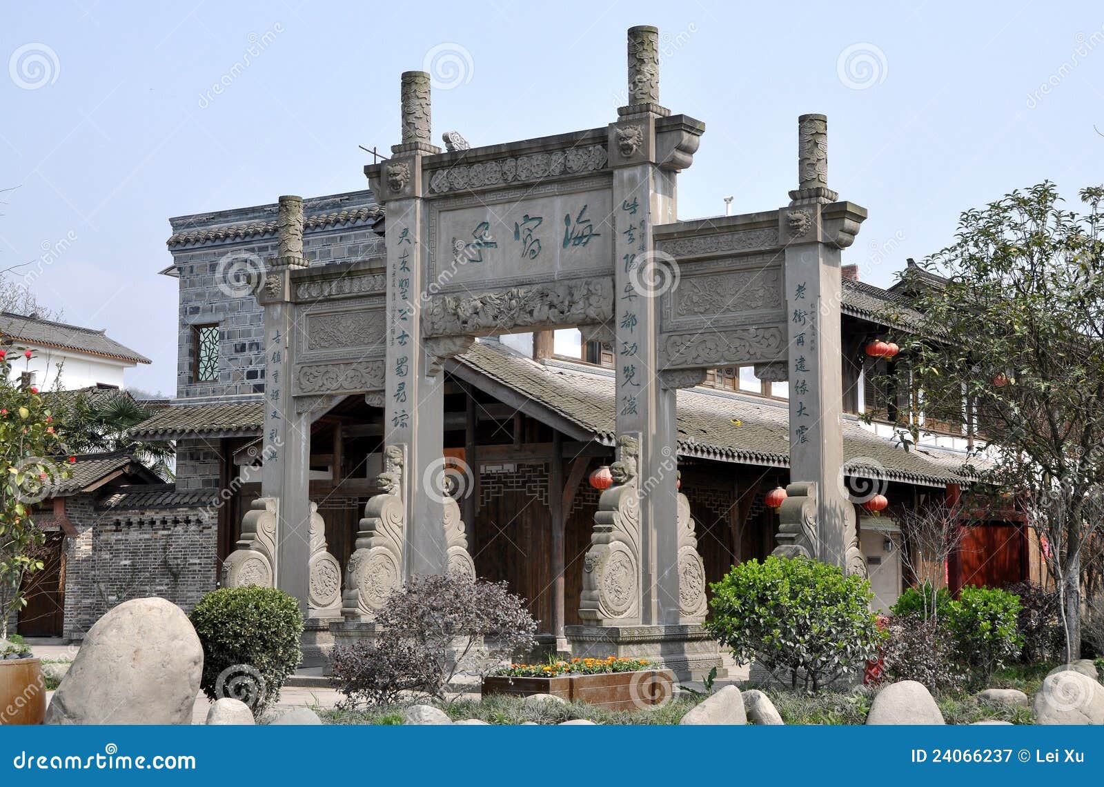 Xin Xing Zhen, China: Ceremonial Gate Editorial Photography - Image of ...