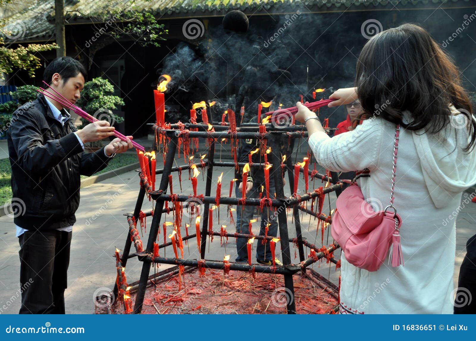 Xindu, China: People Lighting Incense Sticks Editorial Photo - Image of ...