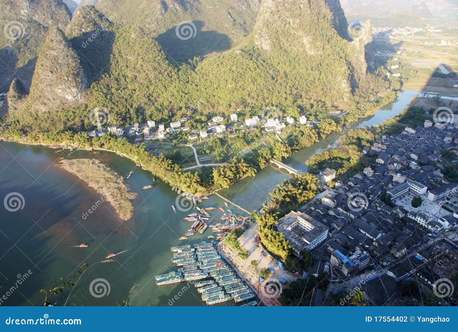 Xingping Village Aerial View Stock Photo - Image of landform, bamboo ...