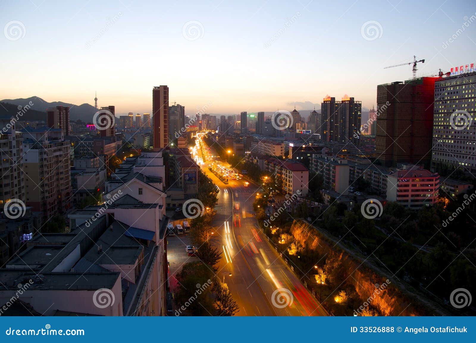 Xining at Dusk editorial stock photo. Image of metropolis - 33526888