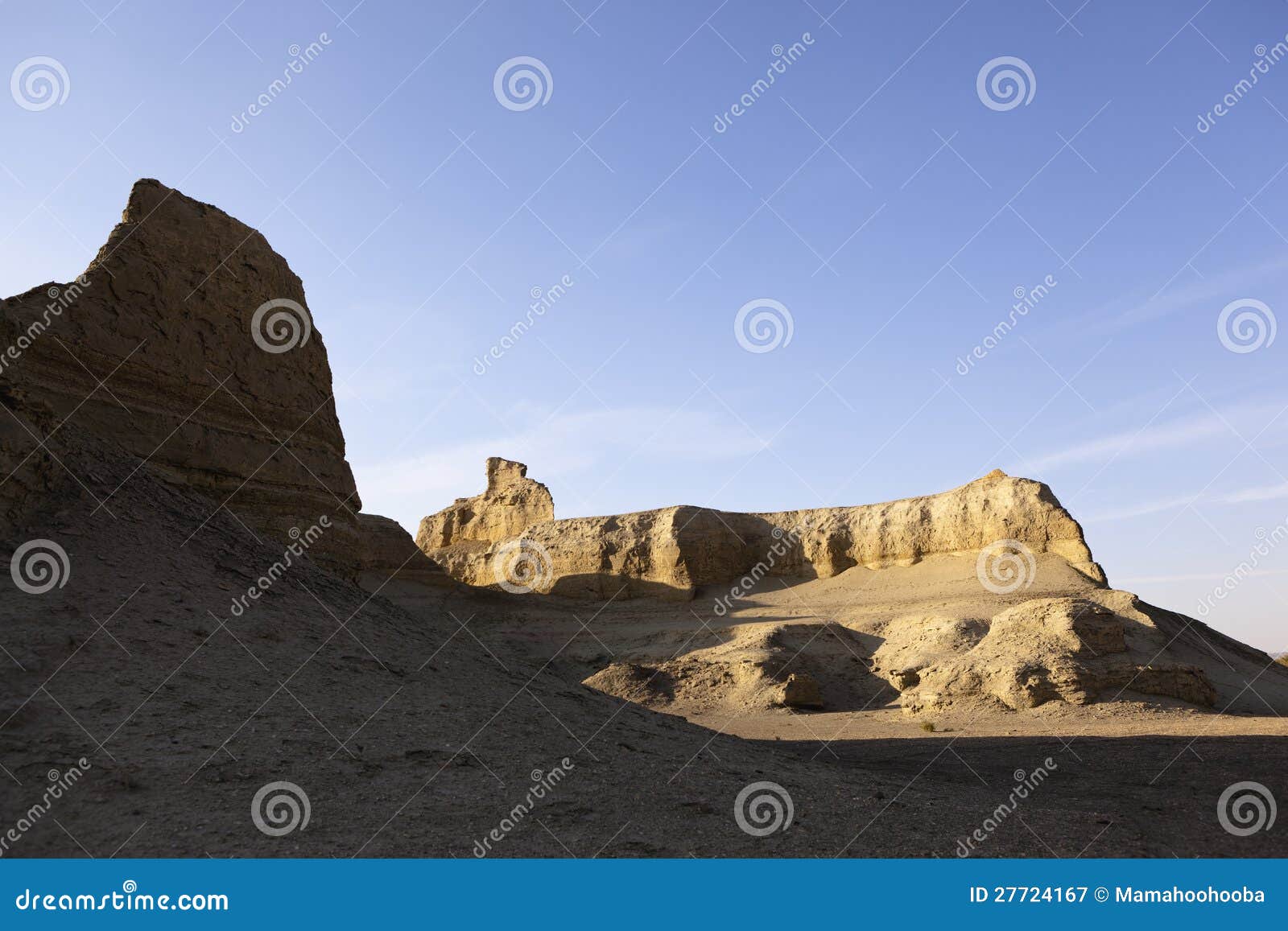 Xinjiang, China: Yardang Landforms Stock Image - Image of geology, blue ...