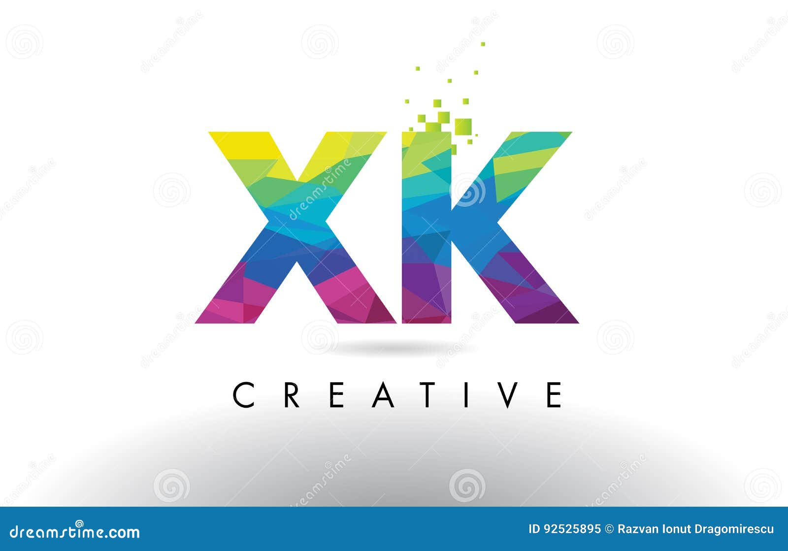 XK X K Colorful Letter Origami Triangles Design Vector. Stock Vector ...