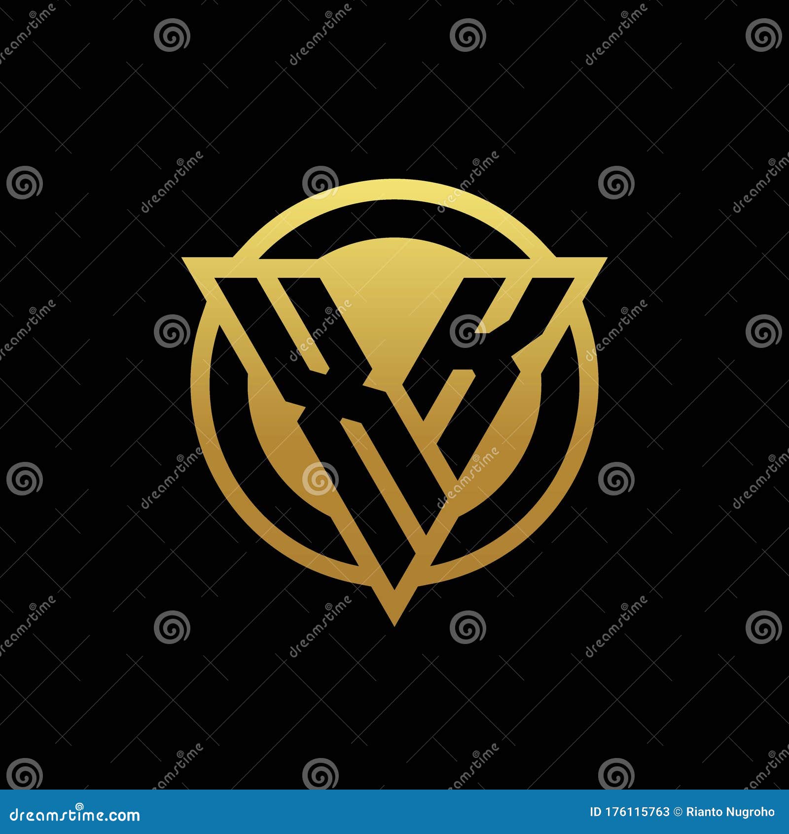 XK Logo Monogram with Triangle Shape and Circle Rounded Isolated on ...