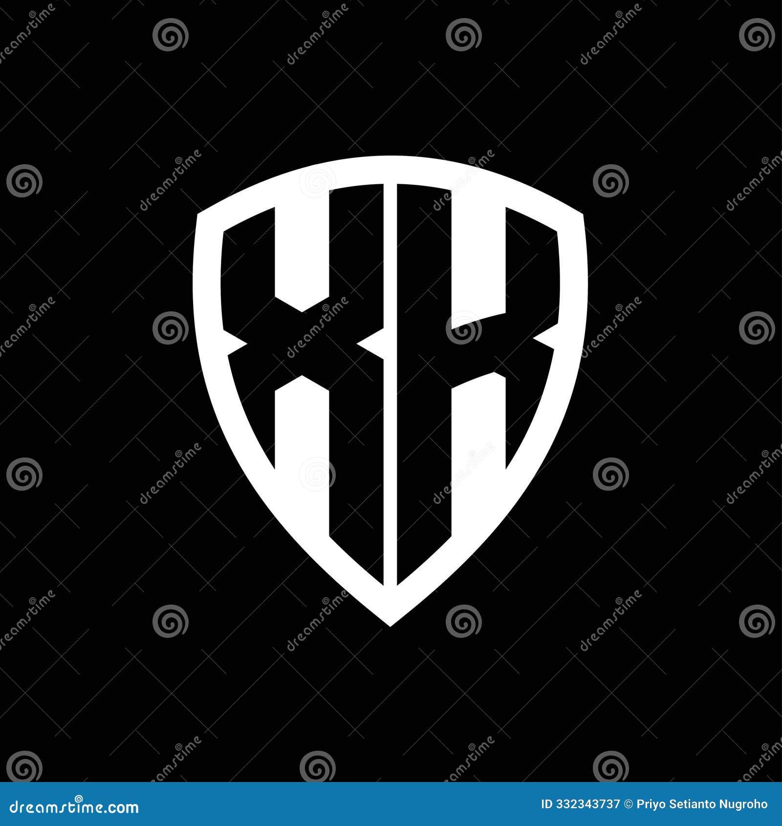 XK Monogram Logo with Bold Letters Shield Shape with Black and White ...