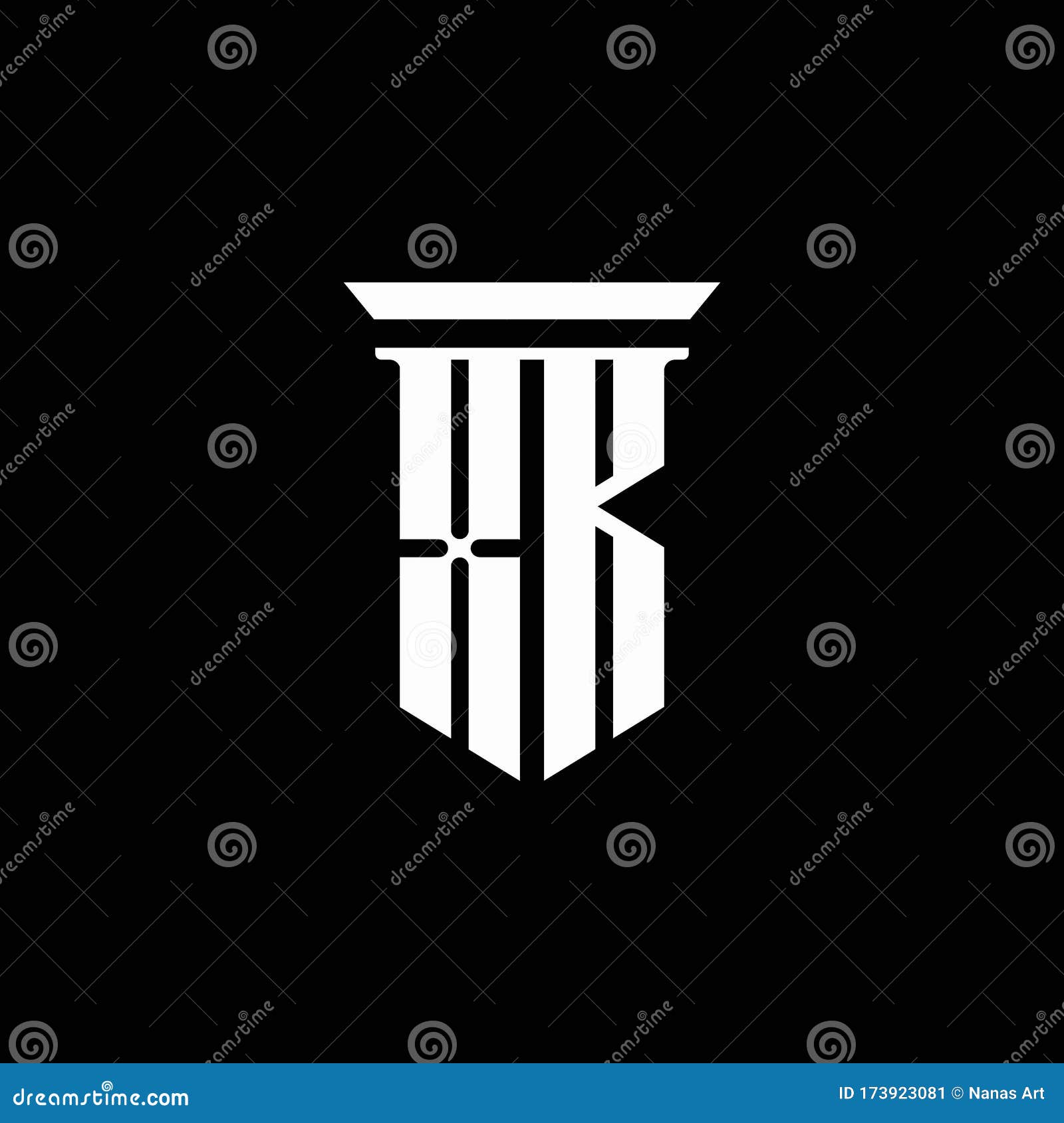 XK Monogram Logo with Emblem Style Isolated on Black Background Stock ...