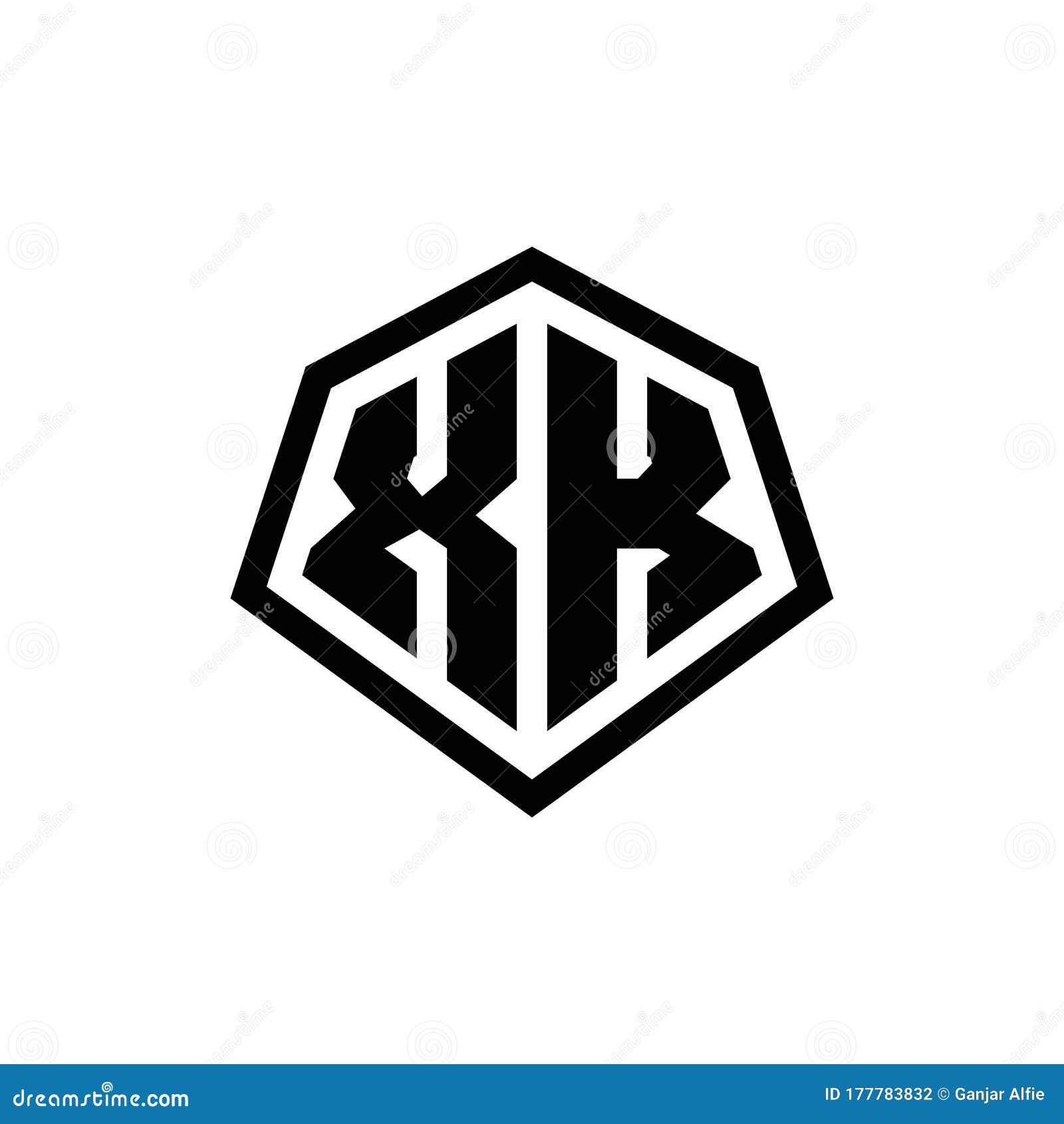 XK Monogram Logo with Hexagon Shape and Line Rounded Style Design ...