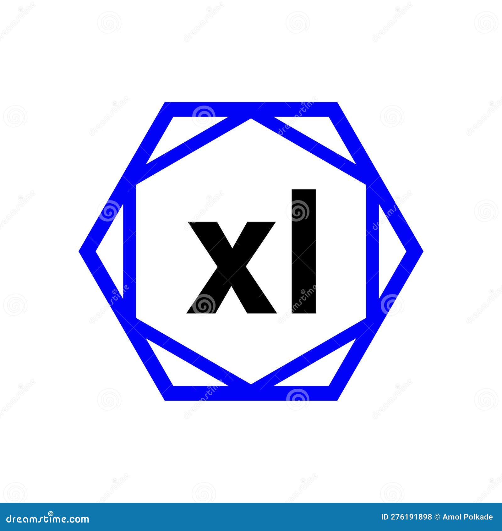 XL Hexagon Typography Monogram. XL Lettering Icon Stock Vector ...