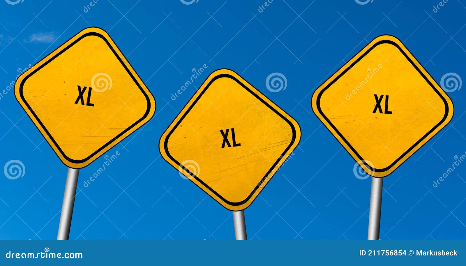 Xl - Yellow Signs with Blue Sky Stock Photo - Image of business, three ...
