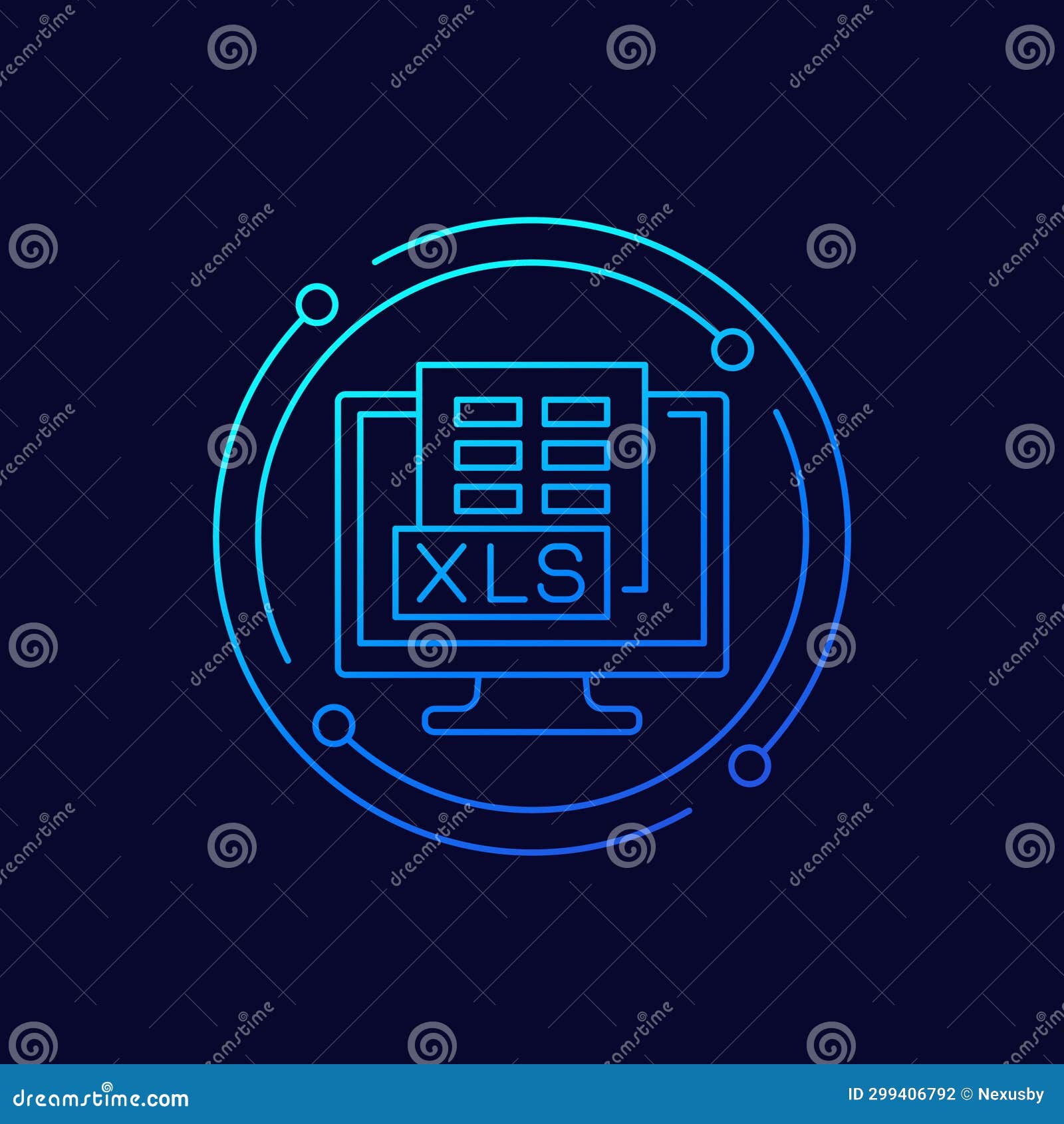 Xls Document in Computer Icon, Linear Design Stock Illustration ...