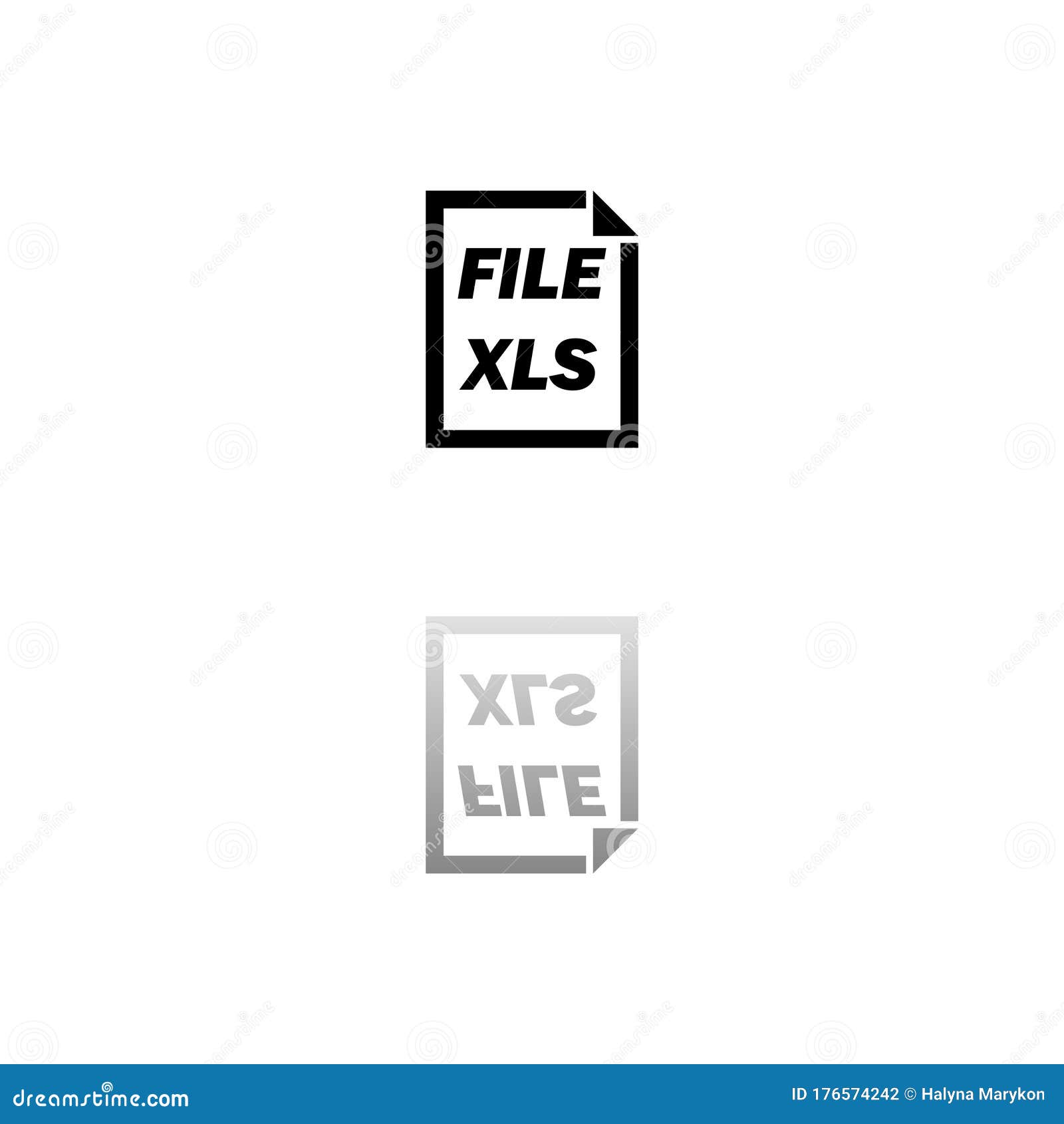 XLS File icon flat stock illustration. Illustration of flat - 176574242