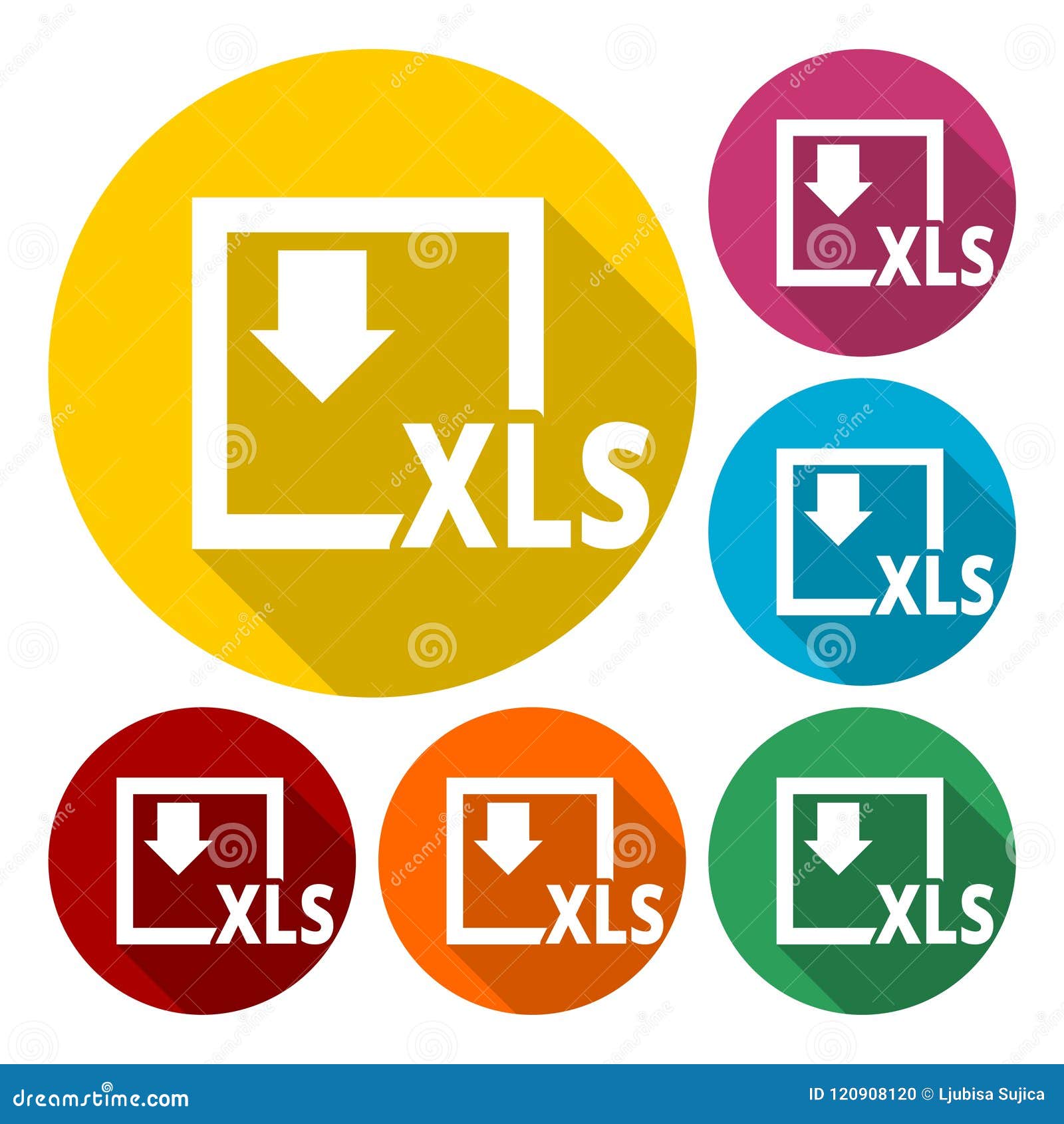 The XLS Icon, File Format Symbol Set with Long Shadow Stock Vector ...