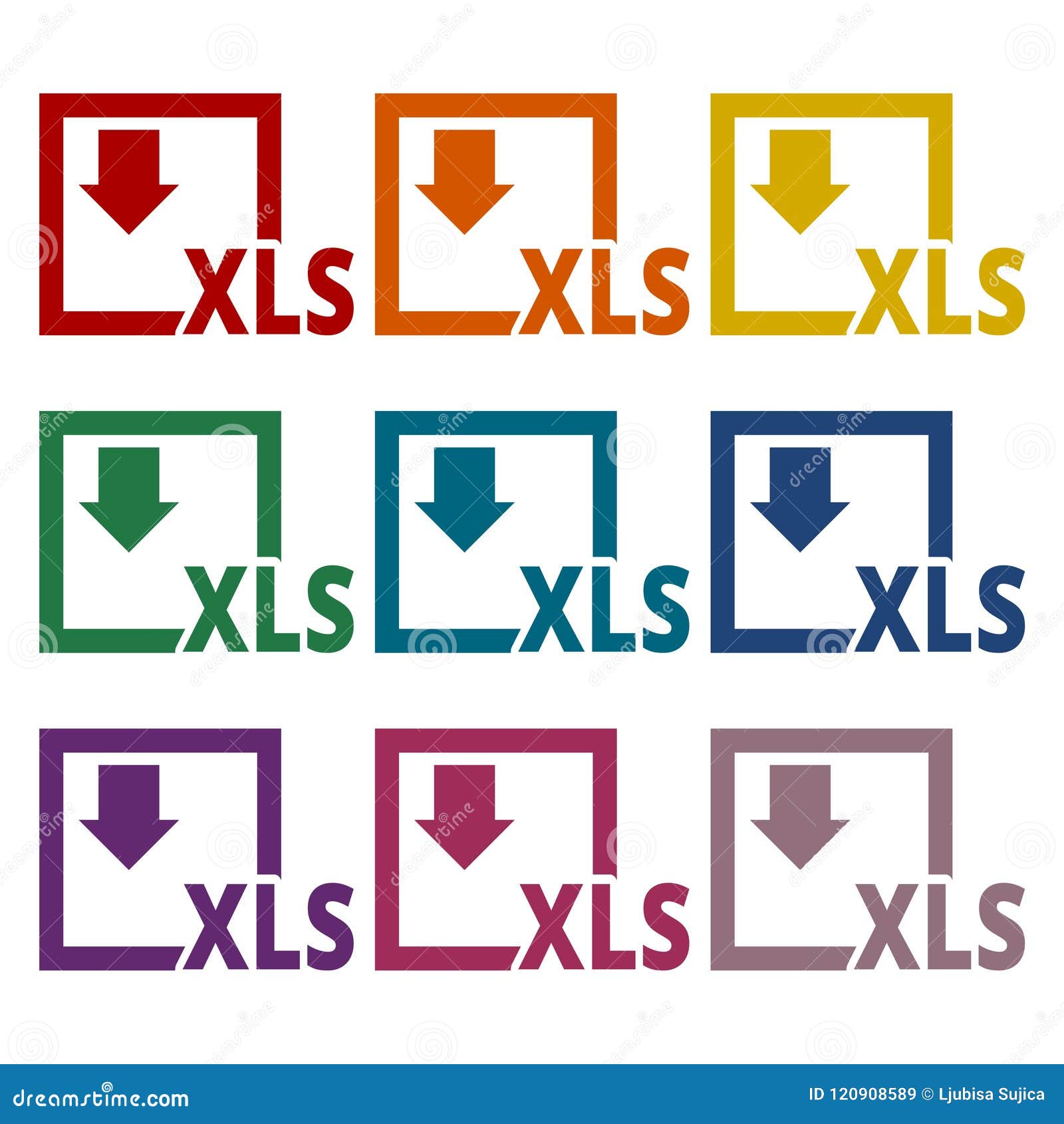 The XLS Icon, File Format Symbol Sticker Set Stock Vector ...