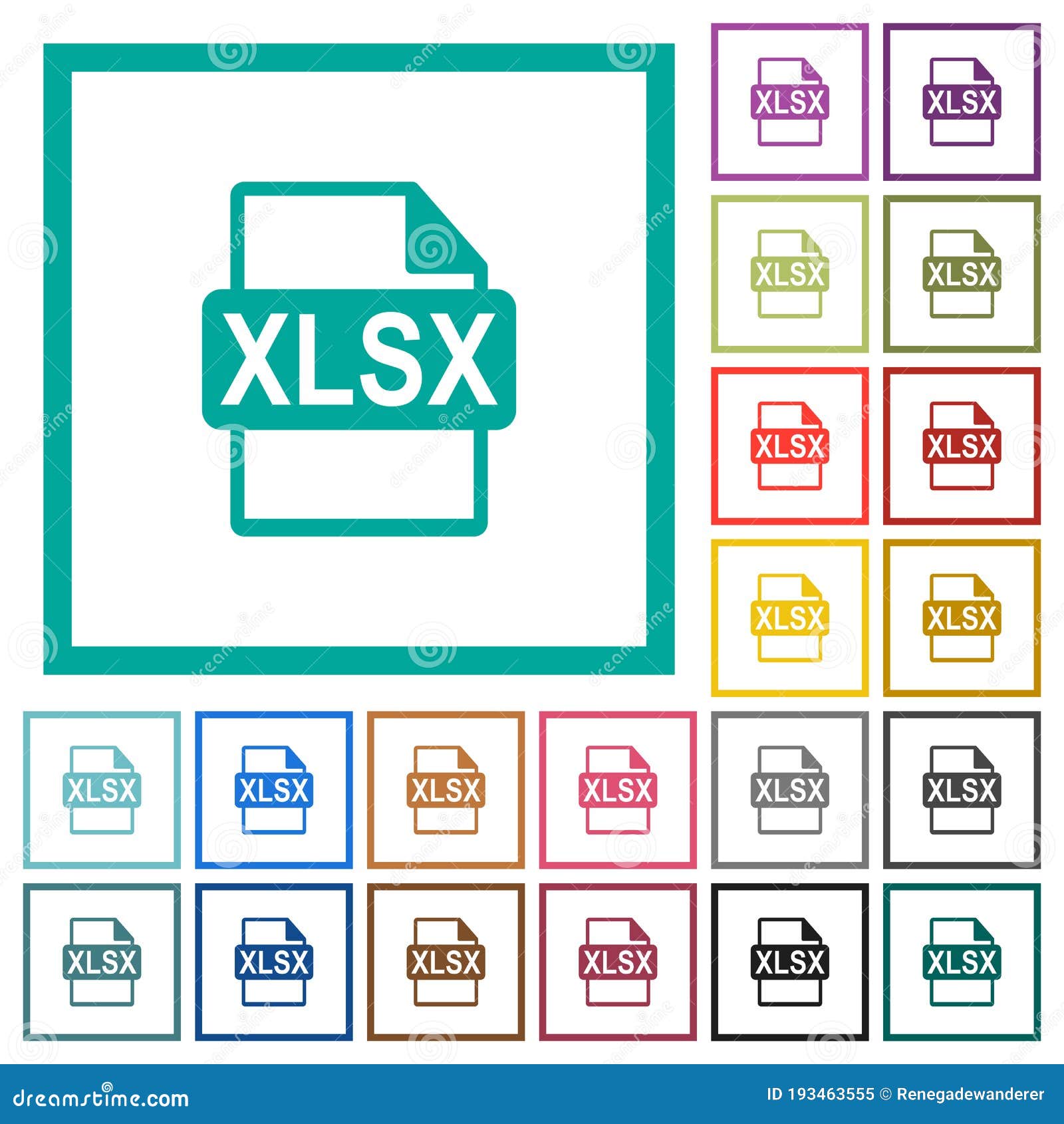 XLSX File Format Beveled Buttons Vector Illustration | CartoonDealer ...