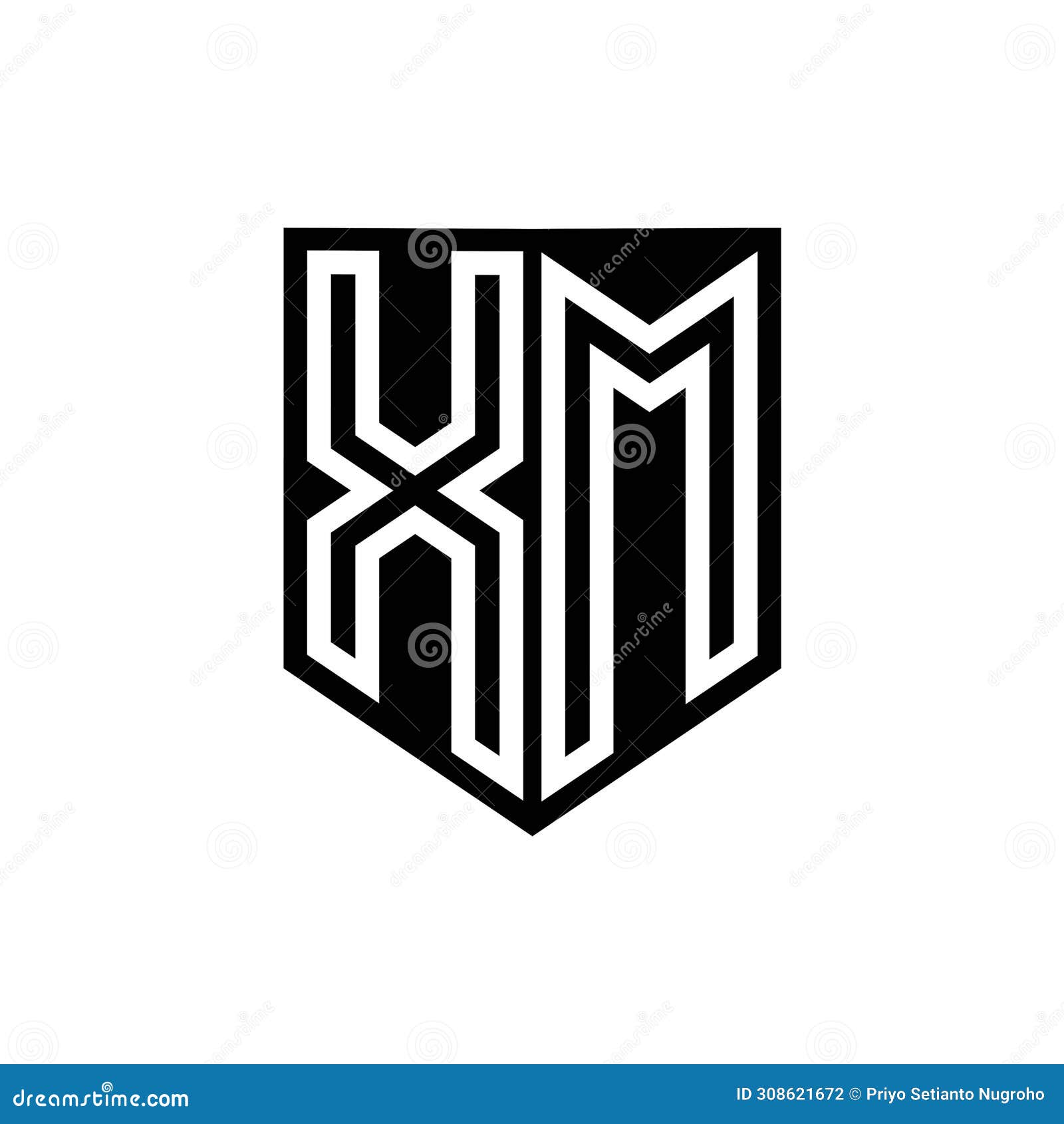 XM Logo Monogram Shield Geometric White Line Inside Black Shield Color ...