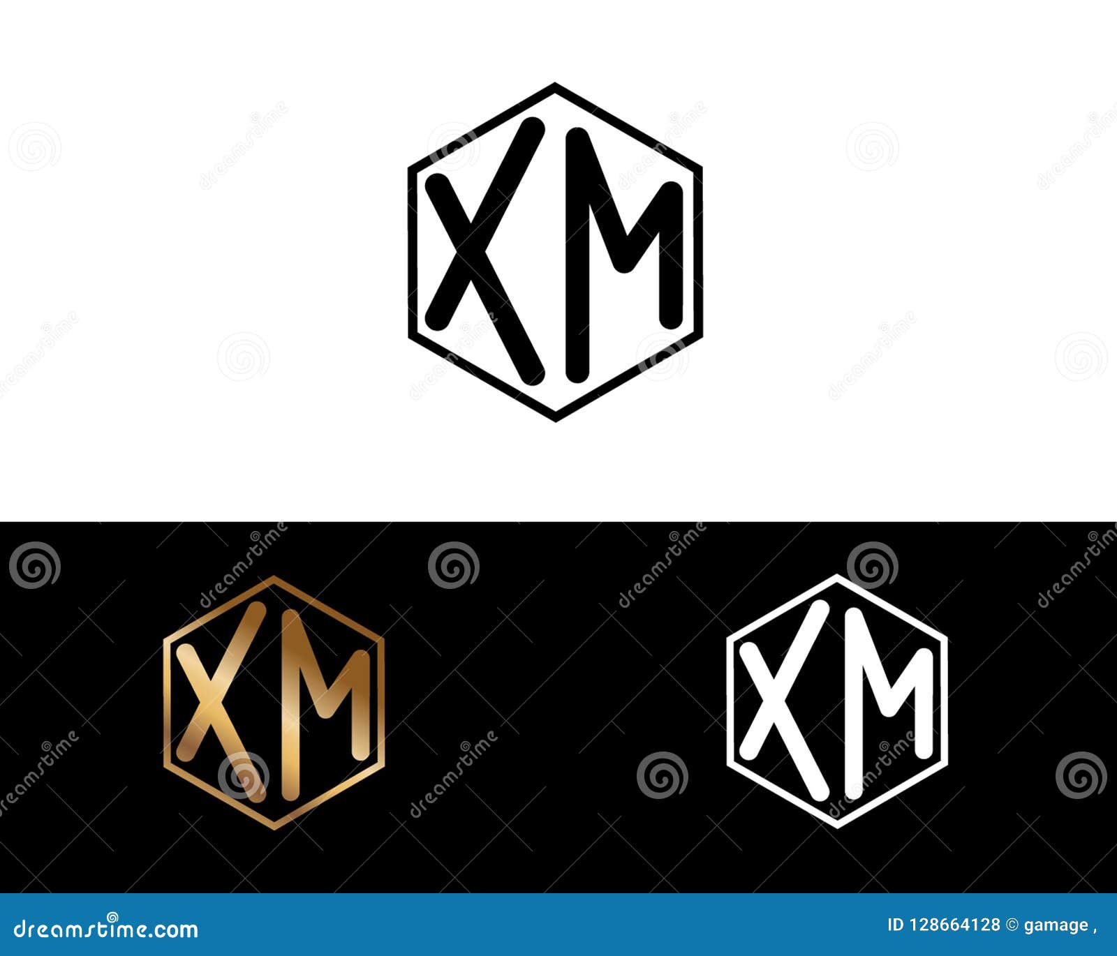 XM Letters Linked with Hexagon Shape Logo Stock Vector - Illustration ...