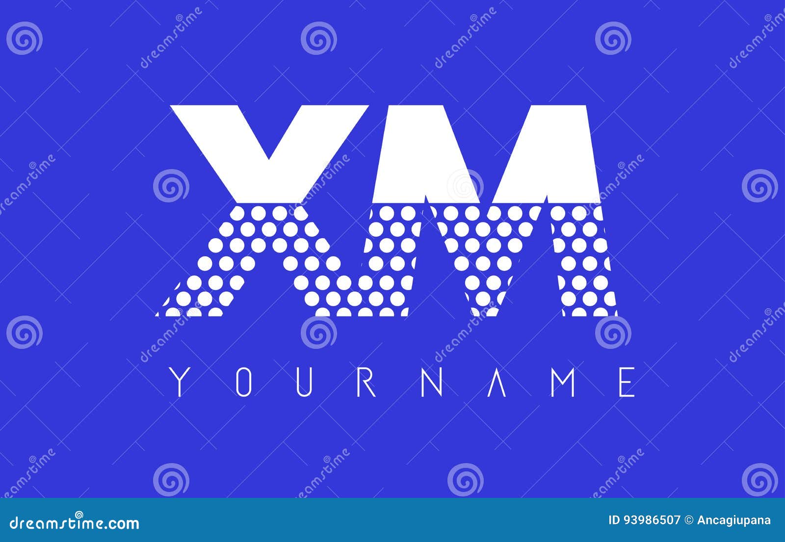XM X M Dotted Letter Logo Design with Blue Background. Stock Vector ...