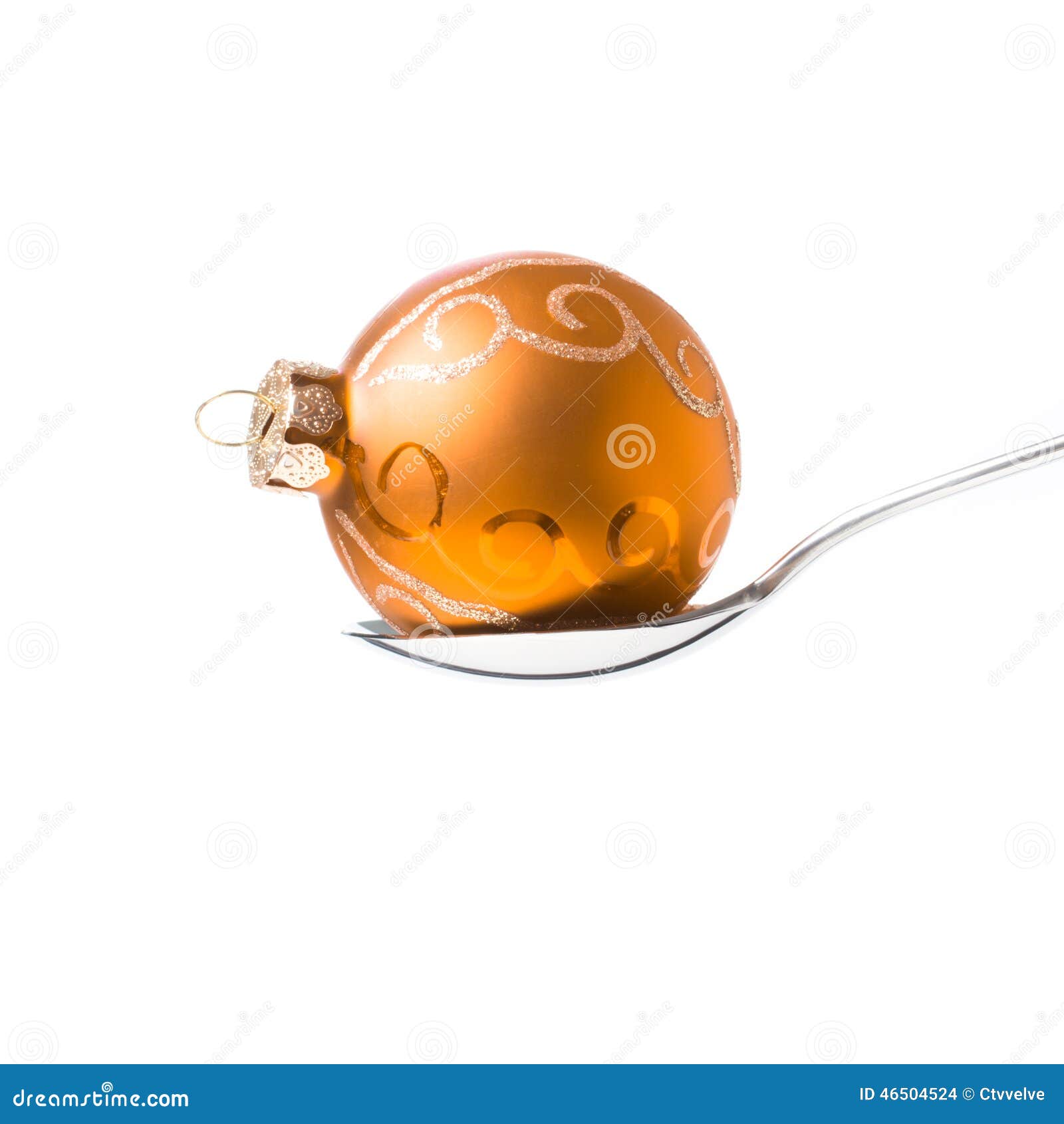 Xmas ball in the spoon stock photo. Image of spoon, kitchenware - 46504524