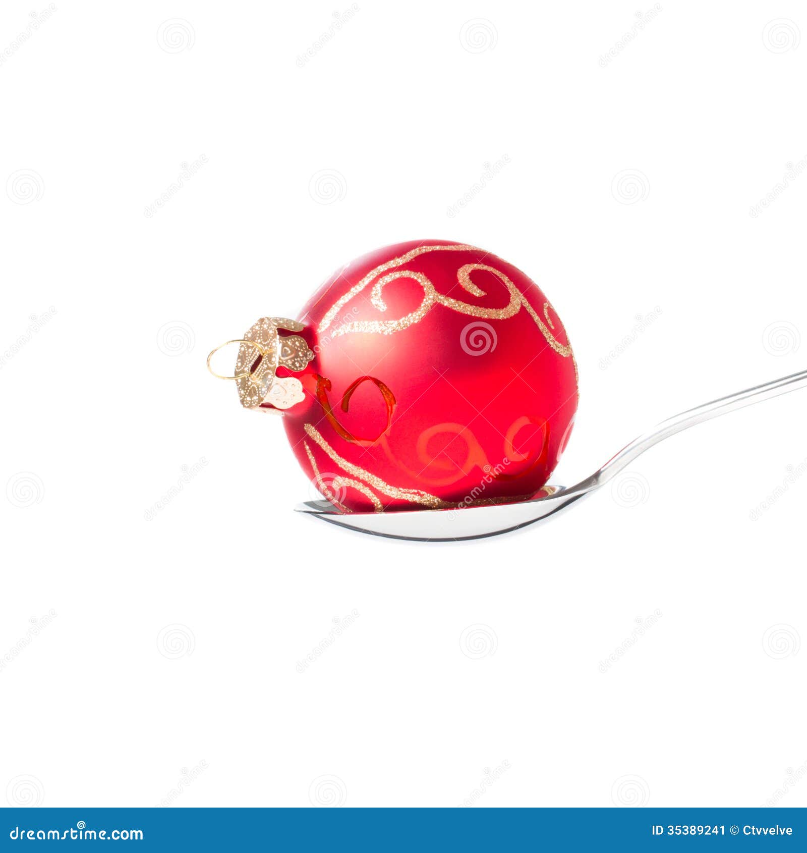 Xmas ball in the spoon stock image. Image of celebration - 35389241