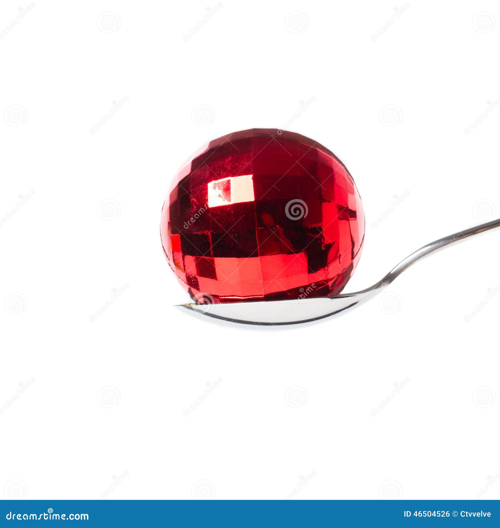 Xmas ball in the spoon stock photo. Image of decorate - 46504526