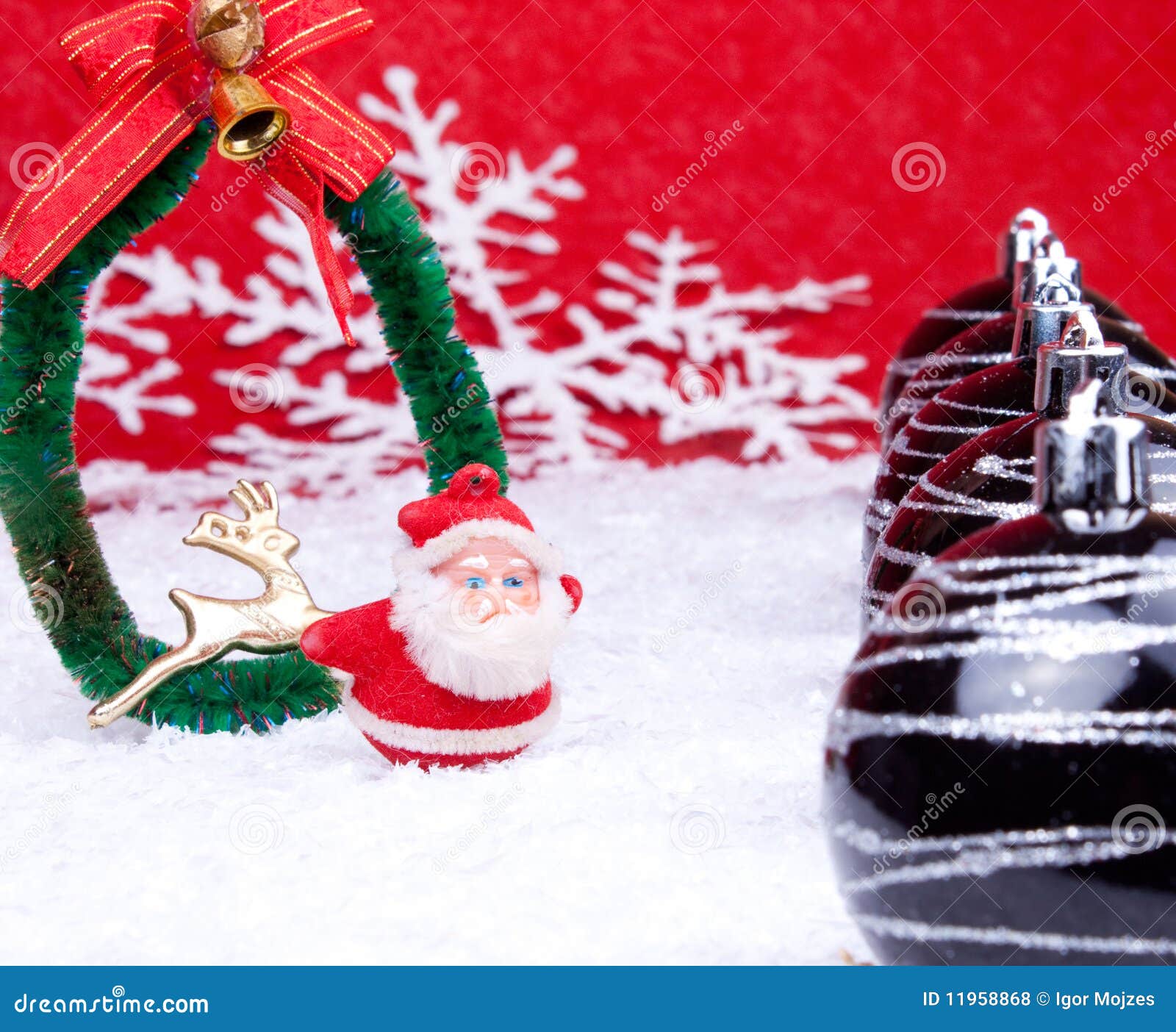 Xmas Balls and Santa Claus Figure Stock Photo - Image of colorful ...