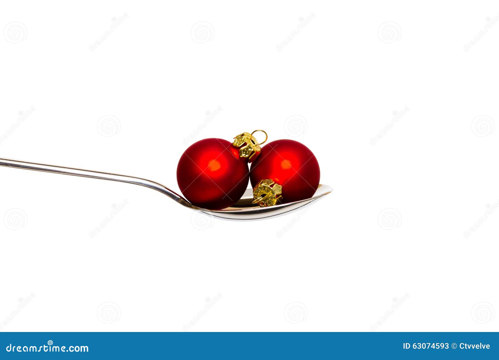 Xmas balls in the spoon stock image. Image of decor, isolated - 63074593