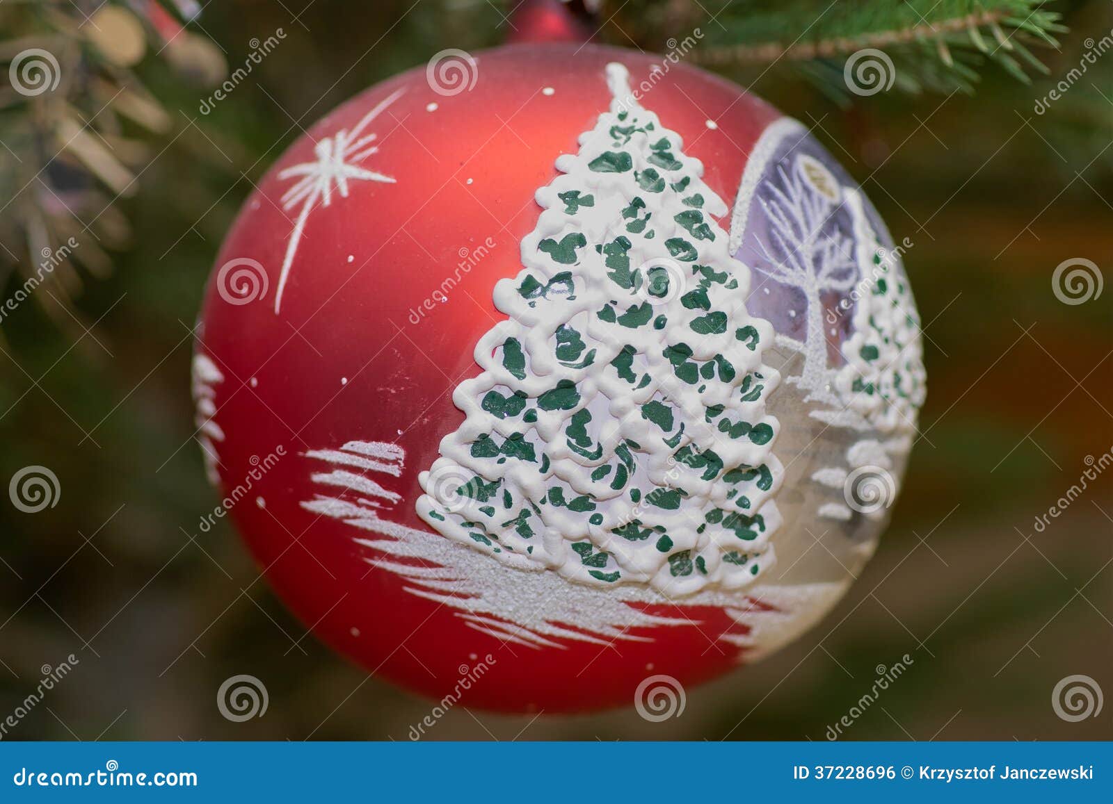Xmas bauble on tree stock photo. Image of ornament, ball - 37228696