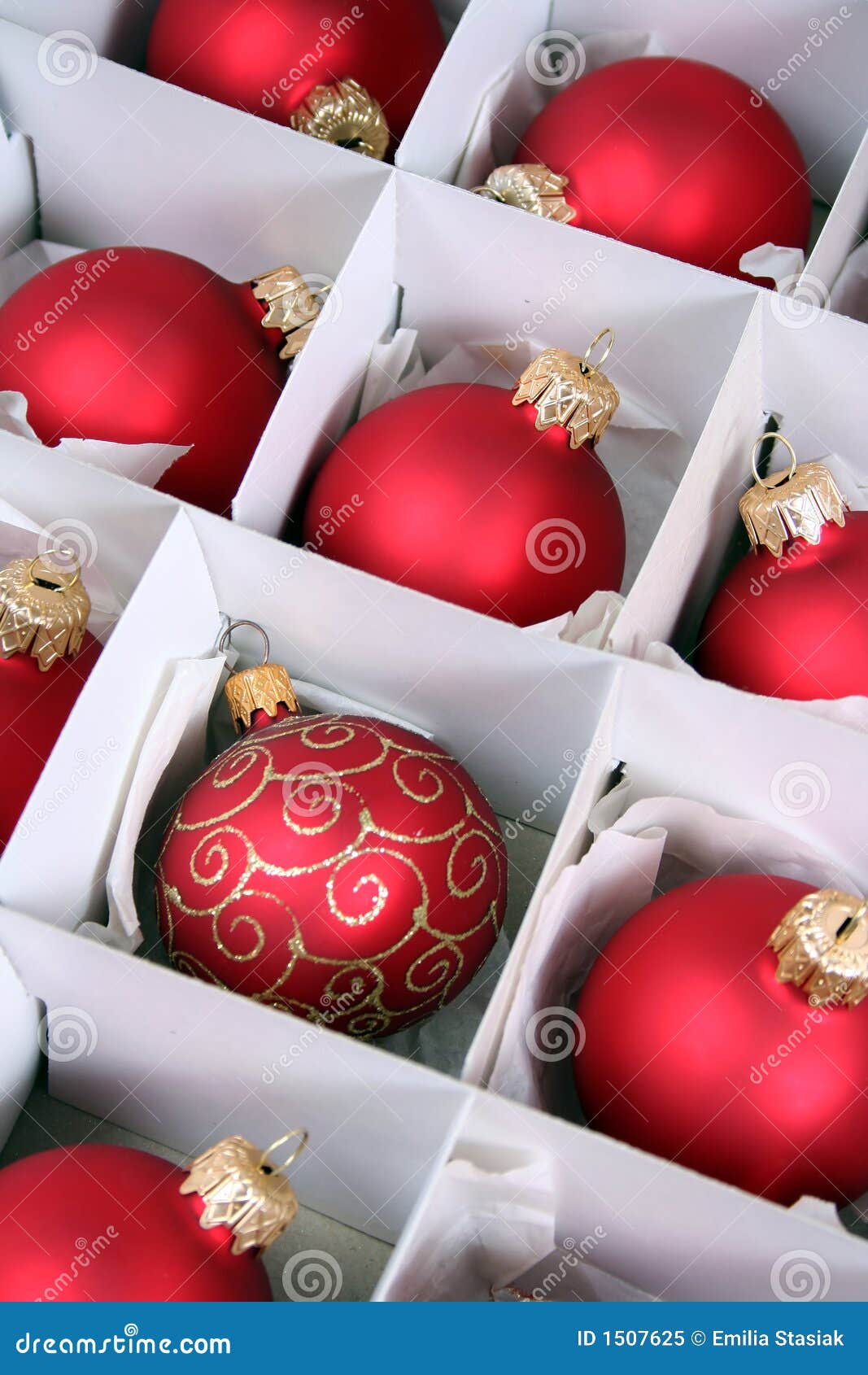 Xmas baubles in box stock image. Image of colourful, yuletide - 1507625