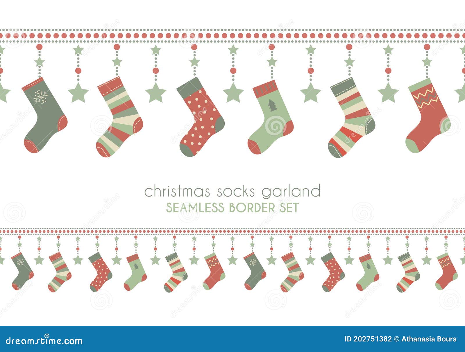 Christmas Hanging Socks Border Vector Stock Vector - Illustration of ...