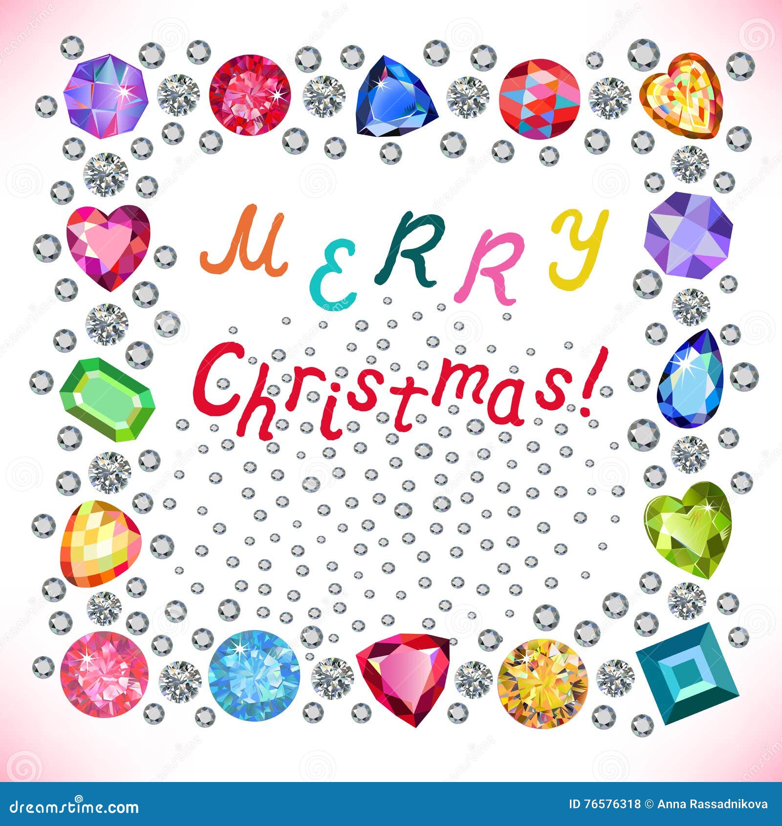 Xmas colored gems card stock vector. Illustration of idea - 76576318