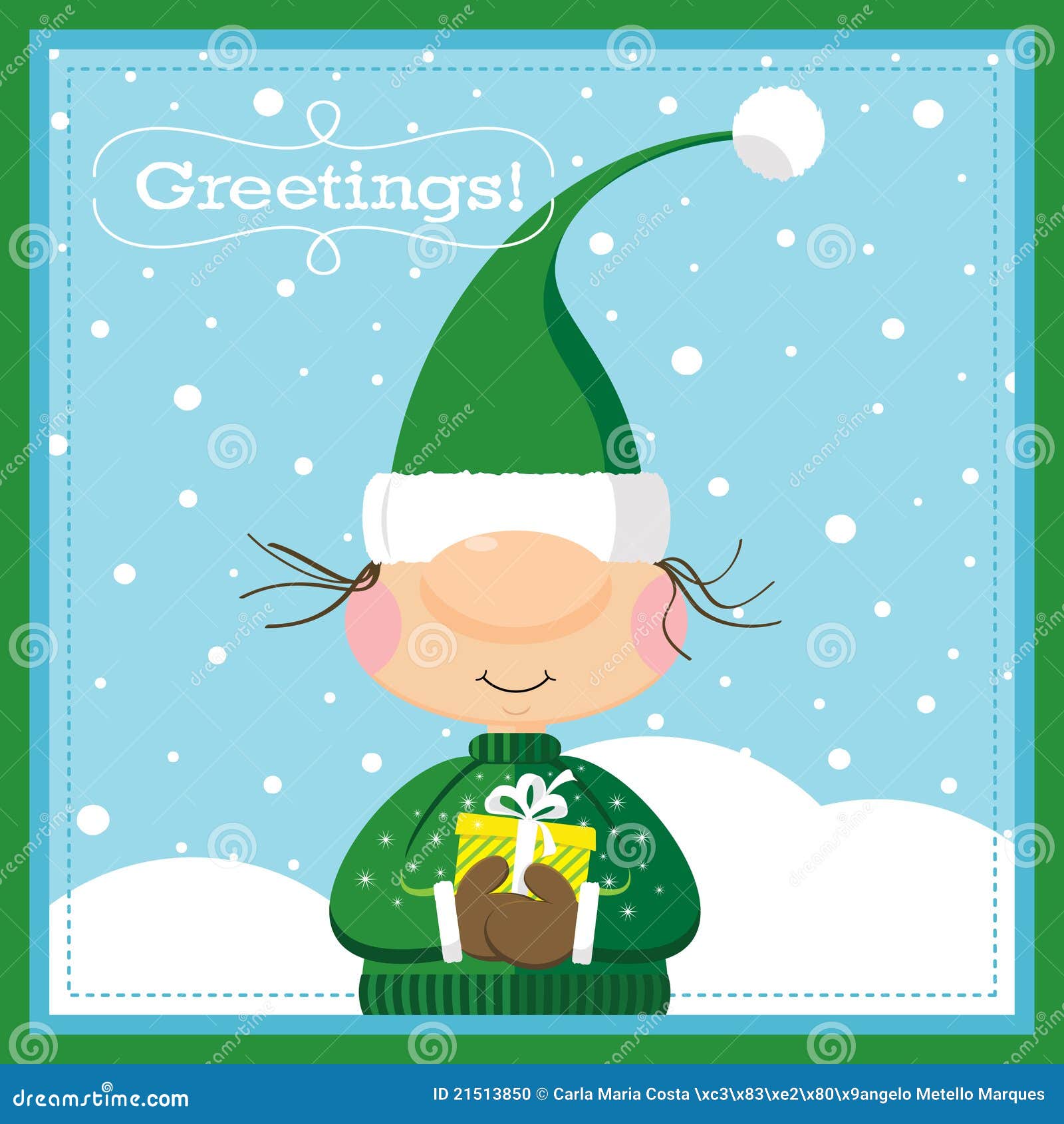 Xmas Elf & Gift Card stock vector. Illustration of greetings - 21513850