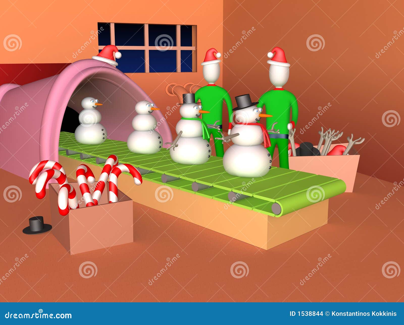 Xmas Factory stock illustration. Illustration of helpers - 1538844