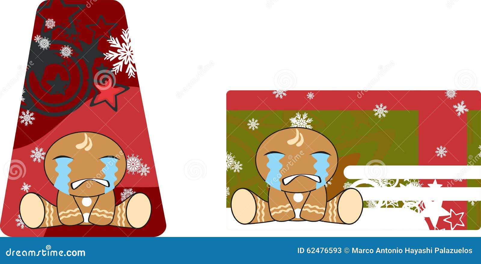 Xmas Gingerbread Kid Cartoon Expression Giftcard Crying Stock Vector ...