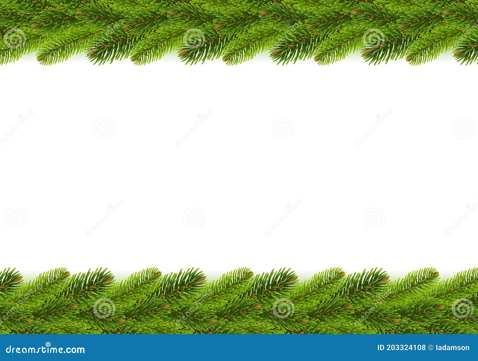 Xmas Green Fir Tree Branches Borders Stock Vector - Illustration of ...