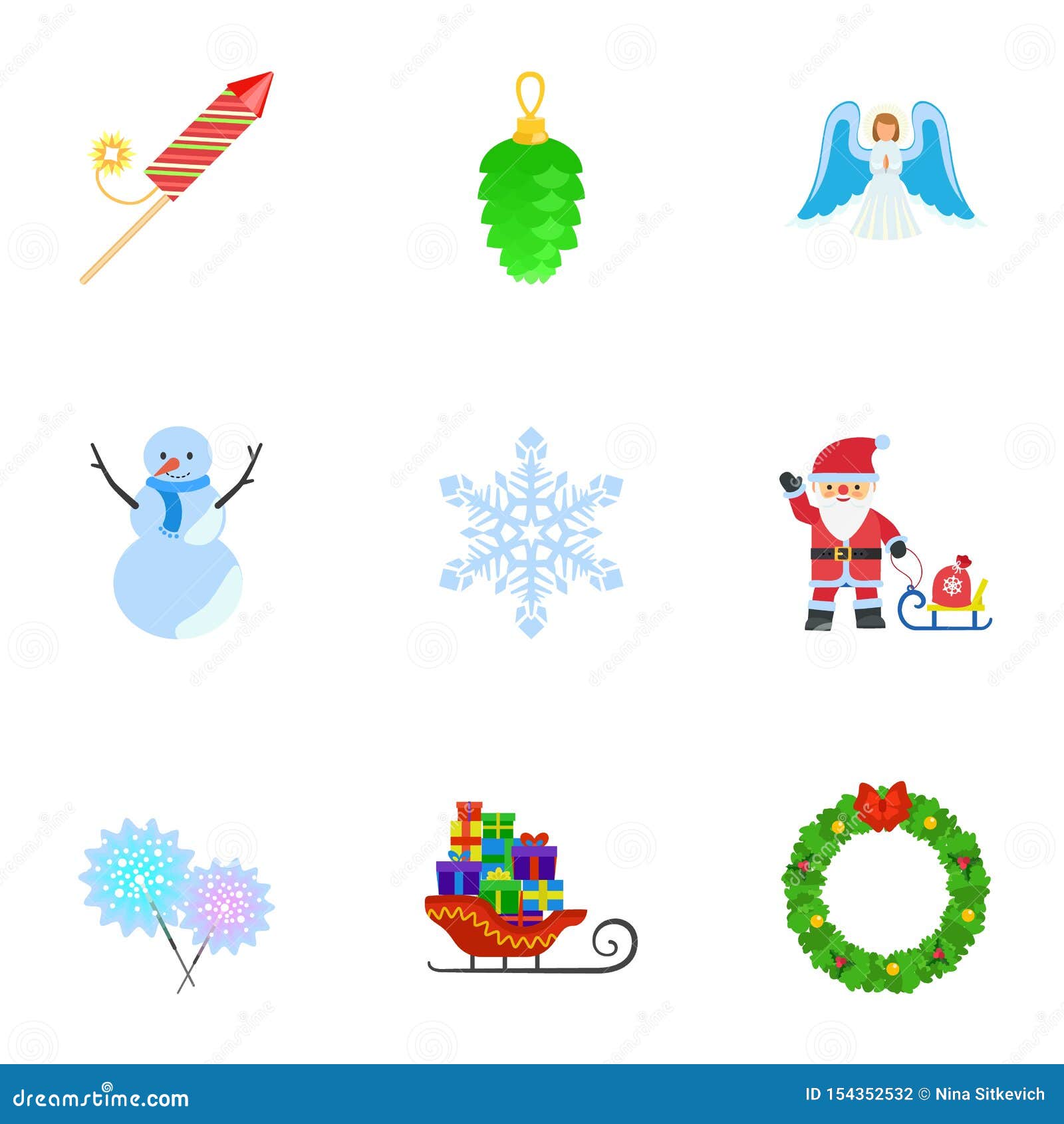 Xmas icon set, flat style stock vector. Illustration of kickboxing ...