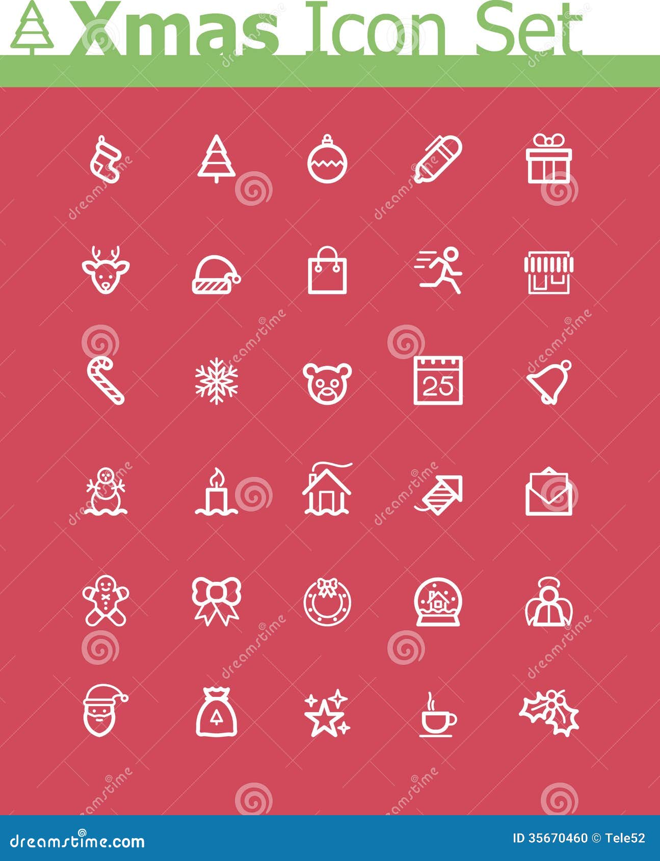 Xmas icon set stock vector. Illustration of santa, gift - 35670460