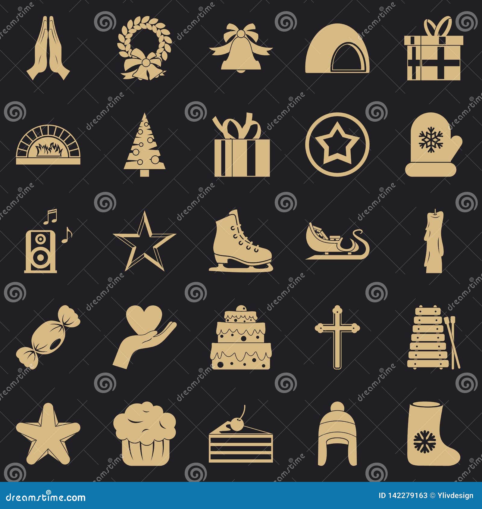 Xmas Icons Set, Simple Style Stock Vector - Illustration of card ...