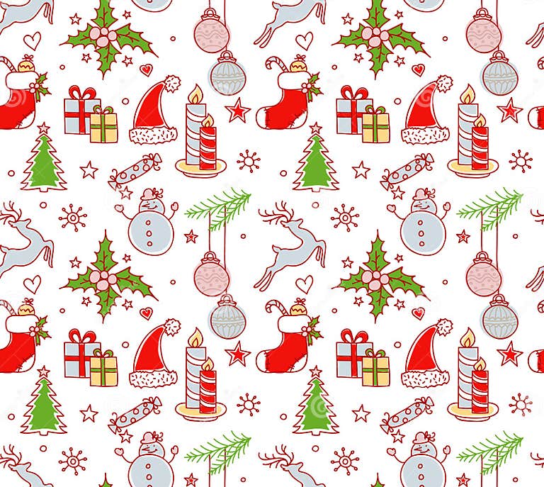 Xmas Objects Seamless Pattern Stock Vector - Illustration of ...