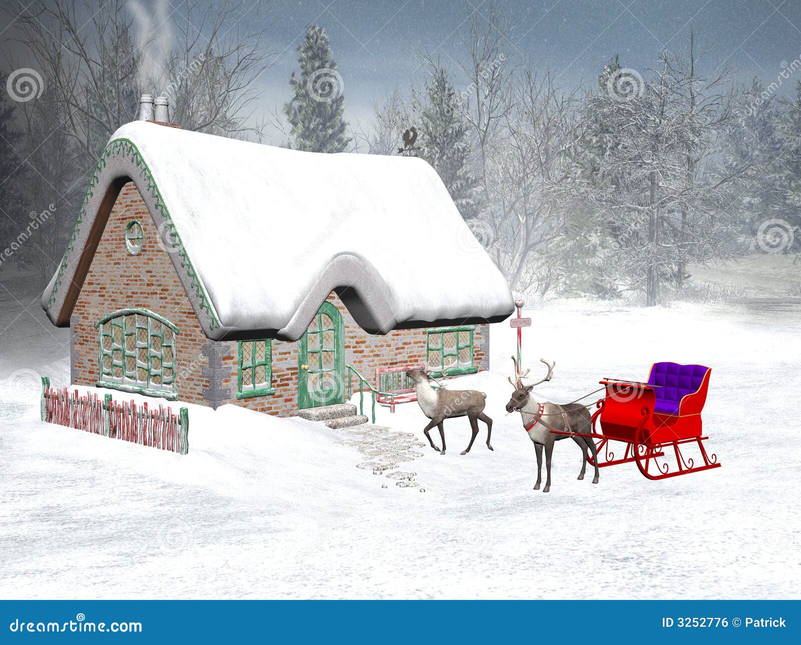 Xmas time, santa s cottage stock illustration. Illustration of weather ...