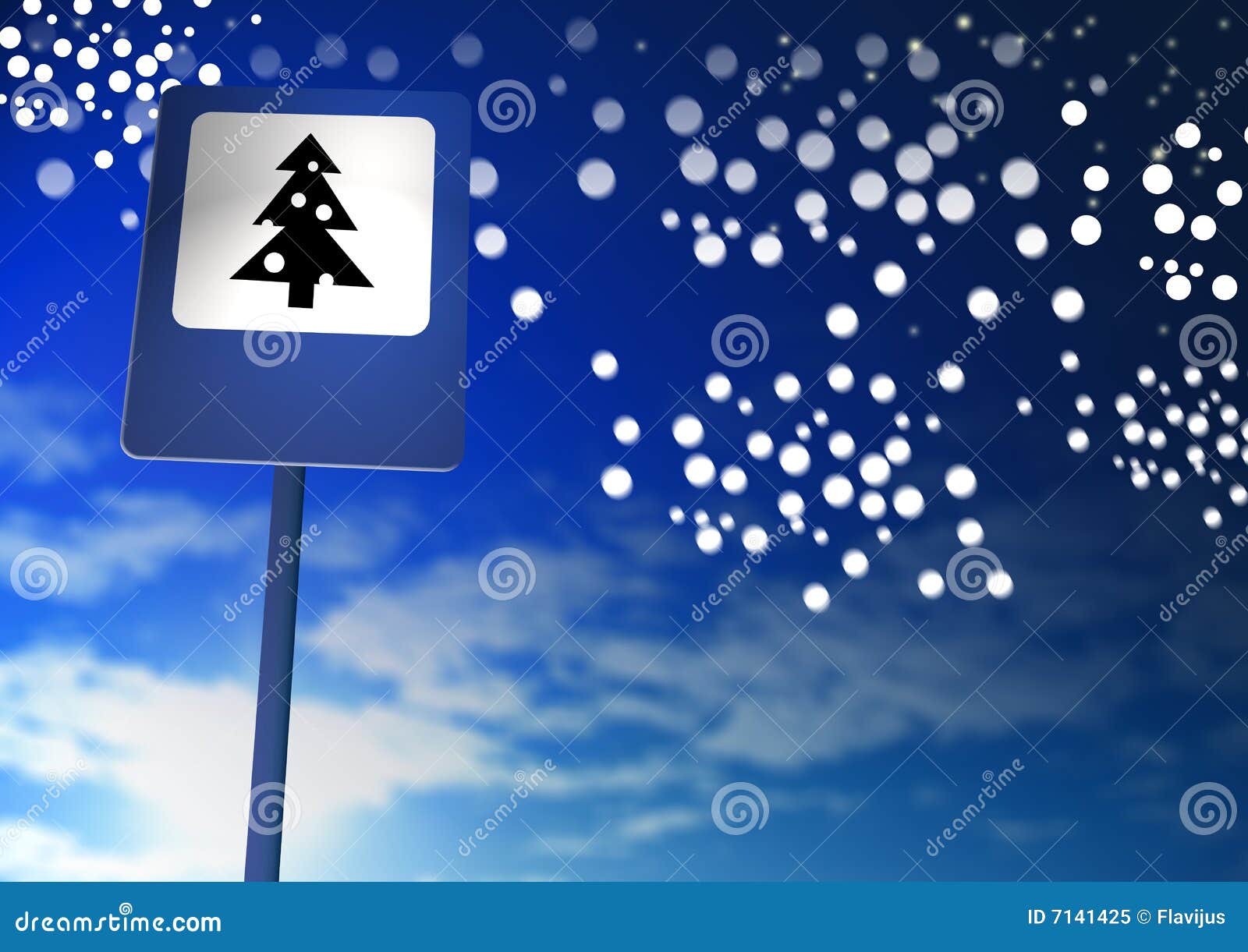 Xmas tree sign stock illustration. Illustration of blue - 7141425