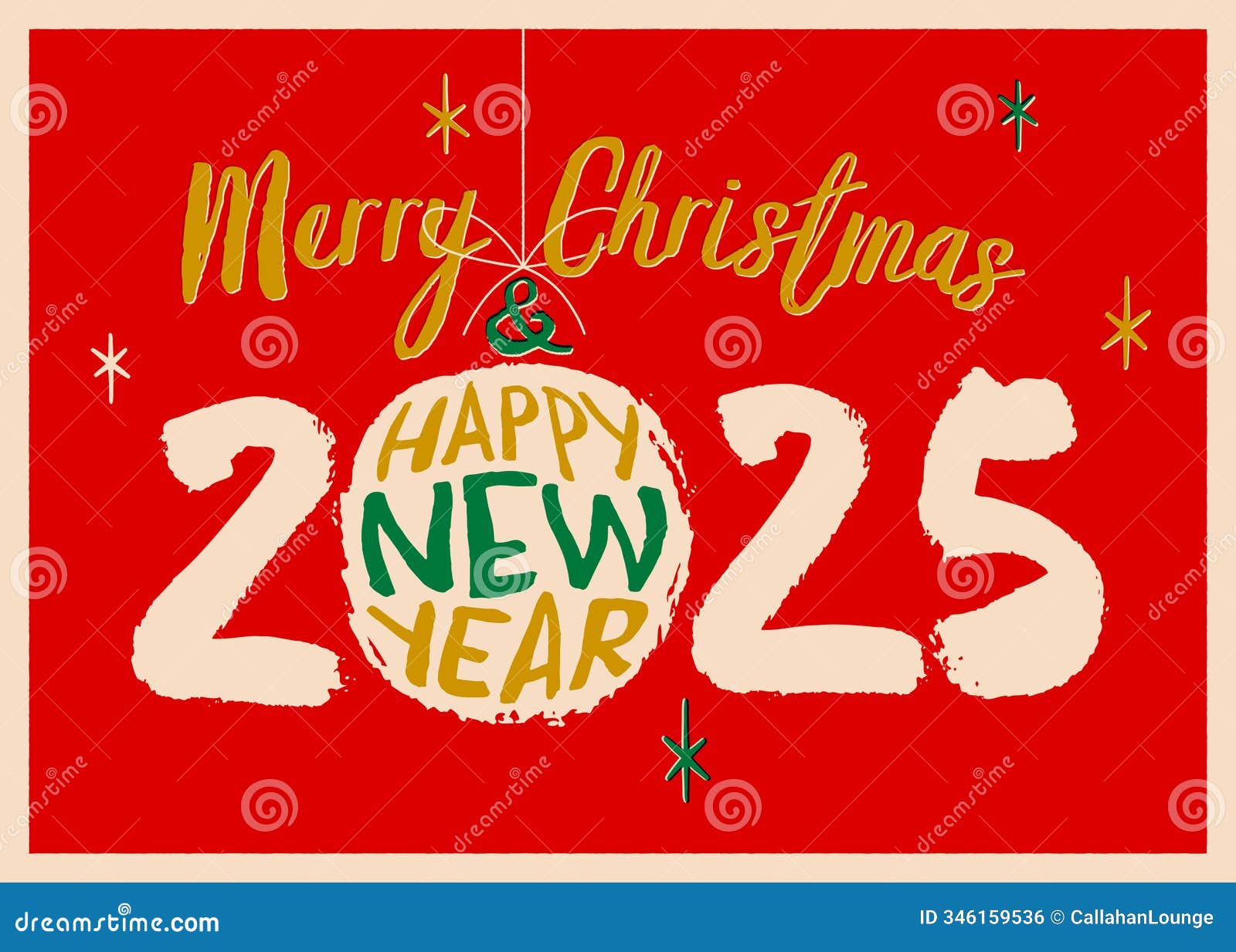 Vintage Style Christmas Postcard. Merry Christmas and Happy New Year ...