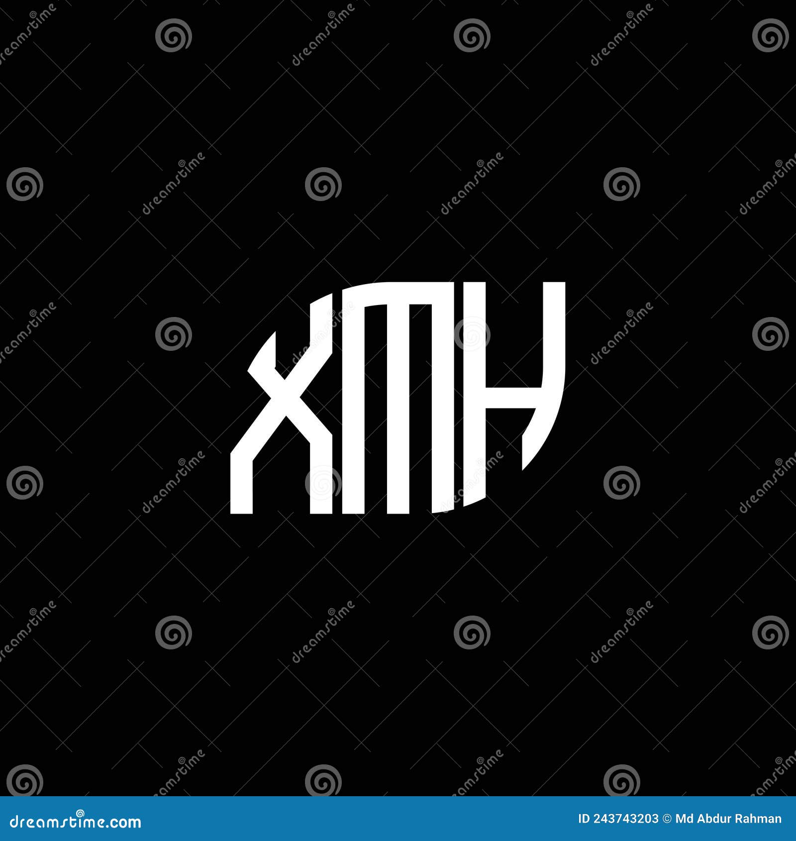 XMH Letter Logo Design on Black Background. XMH Creative Initials ...