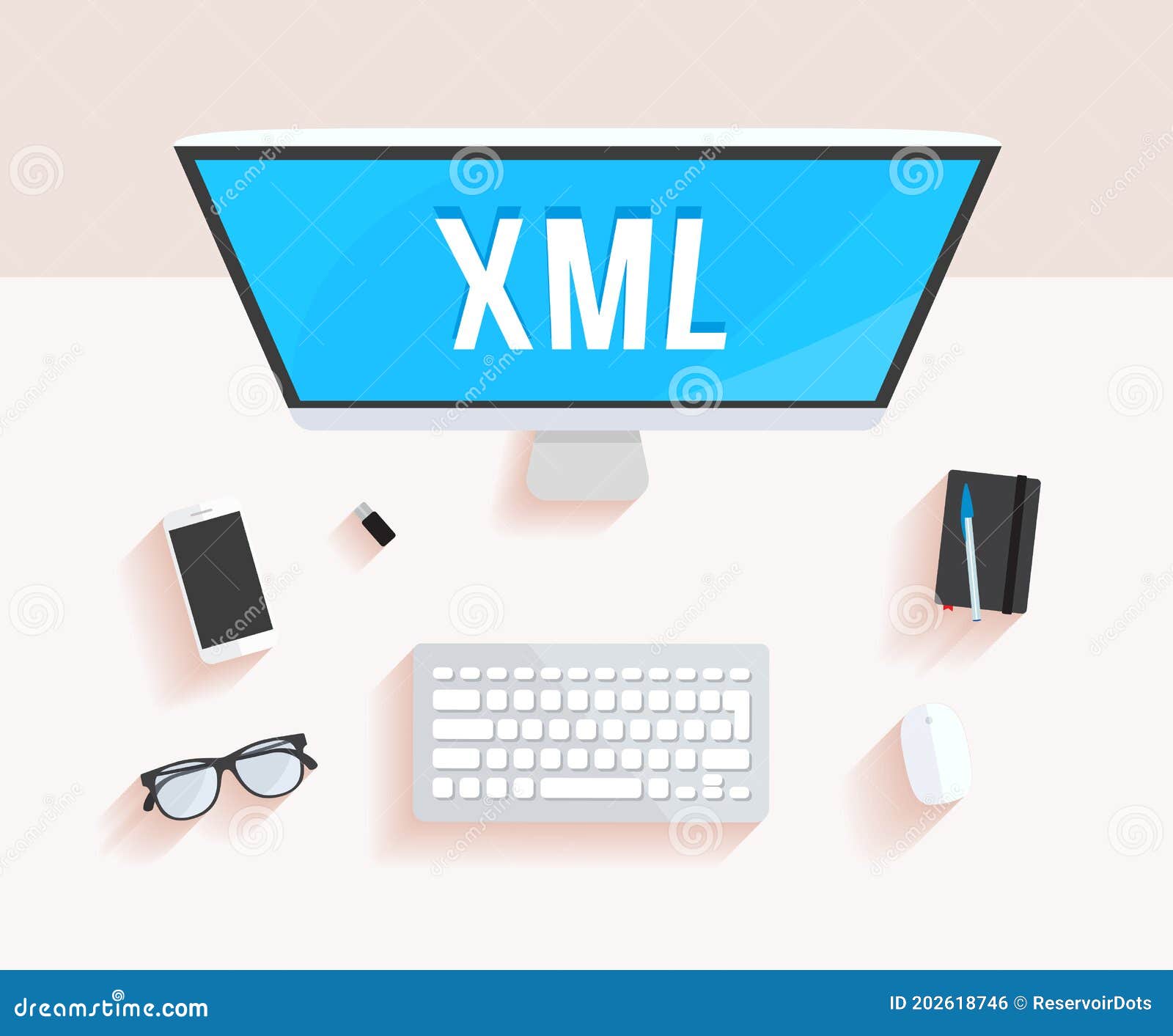 Xml Extensible Markup Language Desktop Computer Stock Vector ... Xml Extensible Markup Language Desktop Computer Stock Vector ...
